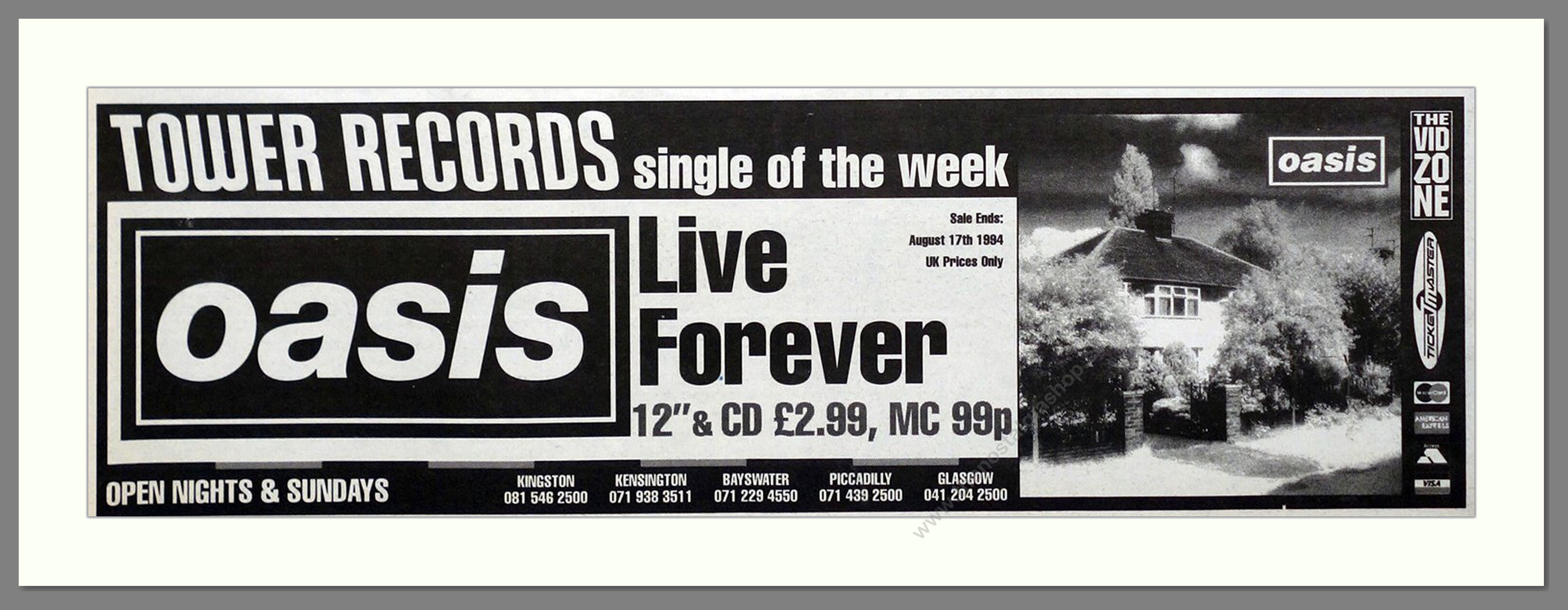 Oasis - Live Forever. Vintage Advert 1994 (ref AD20956) – The Nostalgia ...