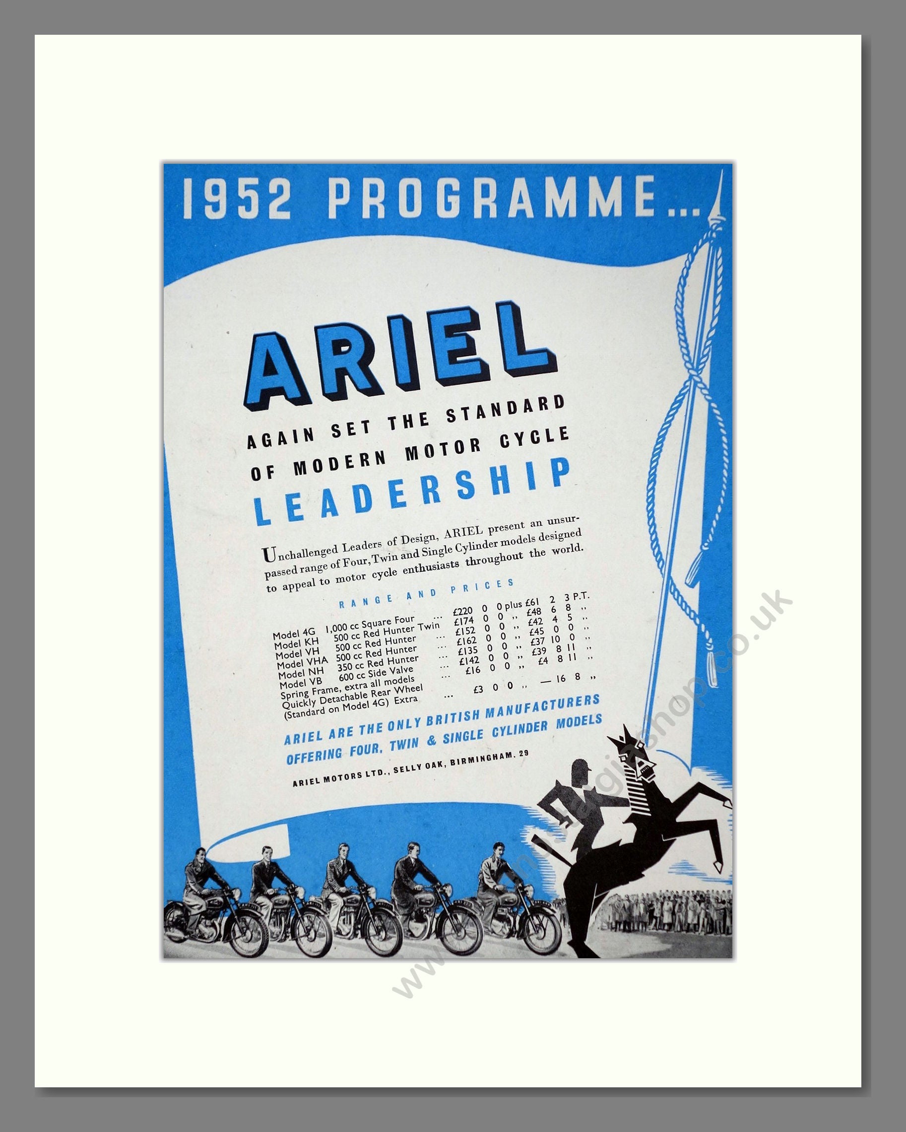 Ariel - Leadership. Vintage Advert 1951 (ref AD67175) – The Nostalgia Shop