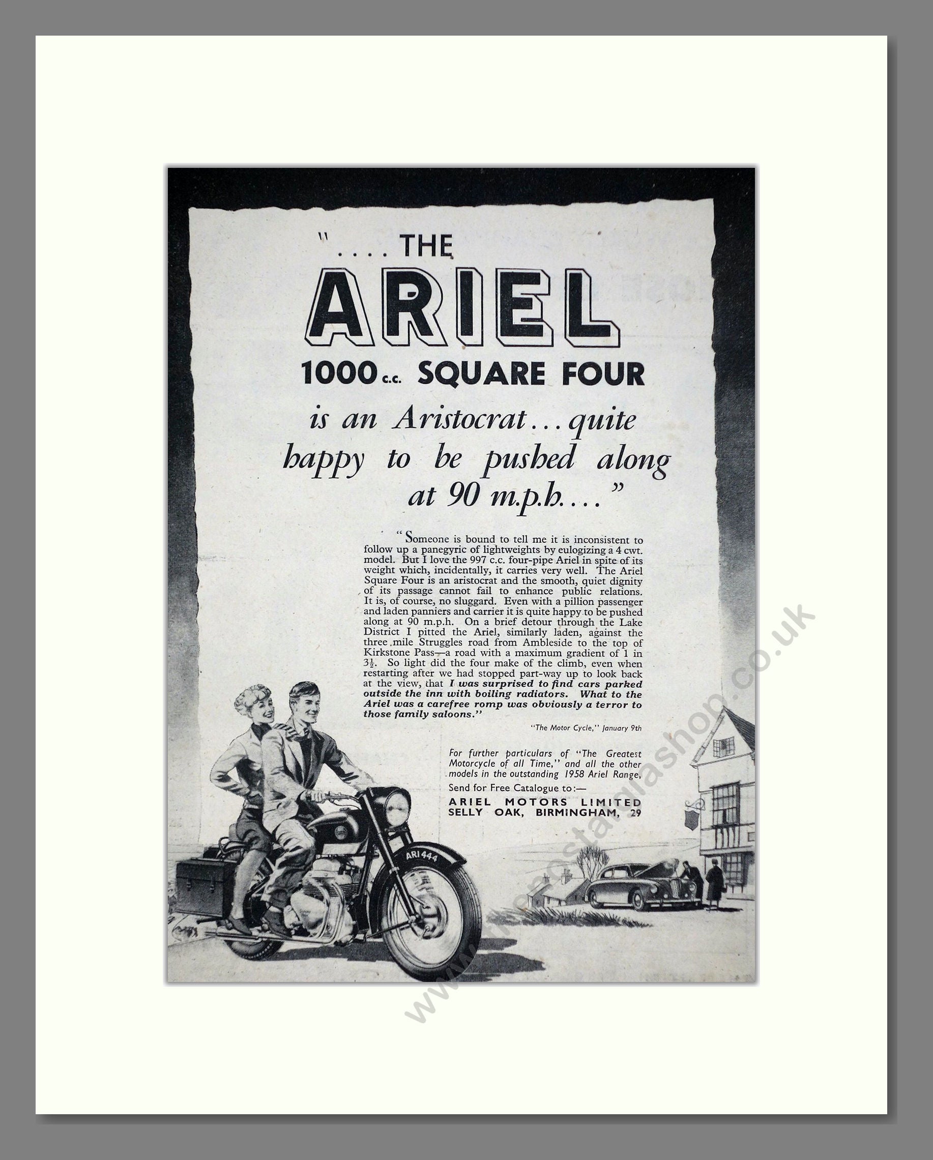 Ariel - 1000cc Square Four. Vintage Advert 1958 (ref AD67186) – The ...