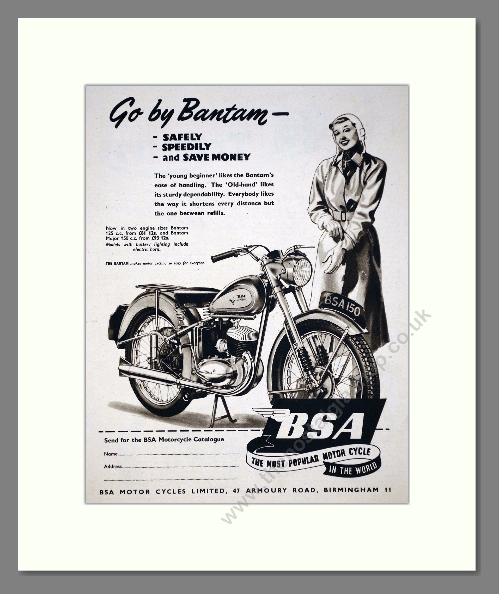 BSA - Bantam. Vintage Advert 1954 (ref AD67255) – The Nostalgia Shop