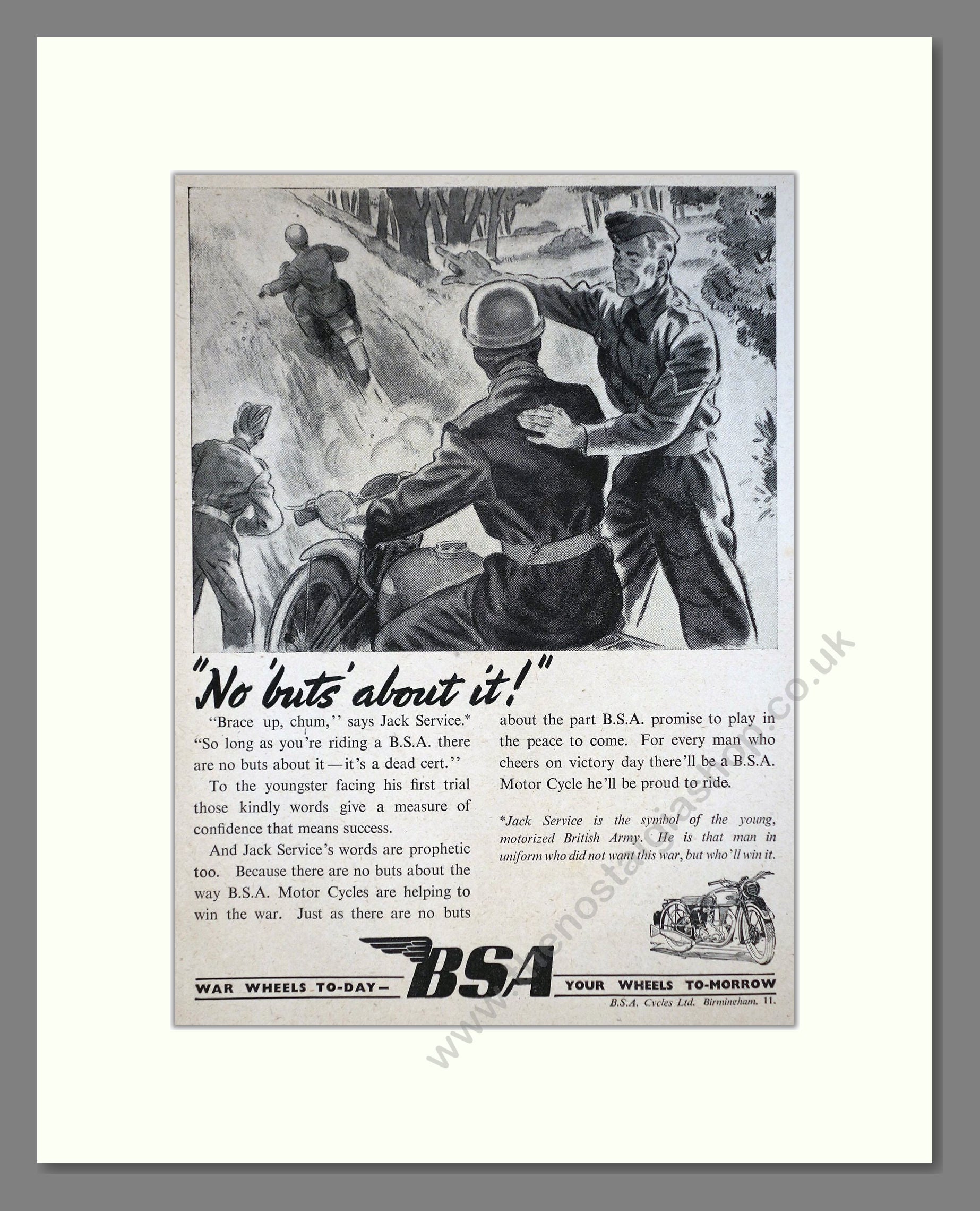BSA - War Wheels. Vintage Advert 1944 (ref AD67257) – The Nostalgia Shop