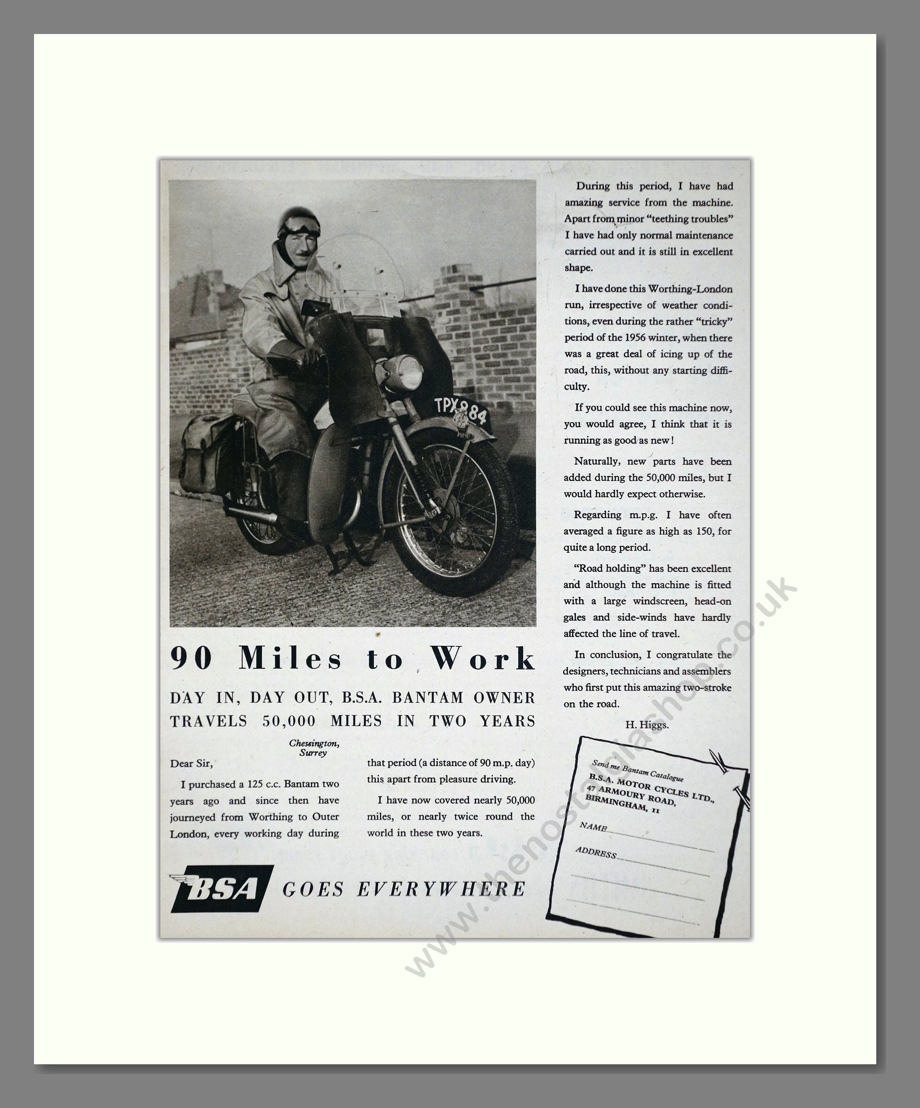 BSA - Bantam. Vintage Advert 1958 (ref AD67271) – The Nostalgia Shop