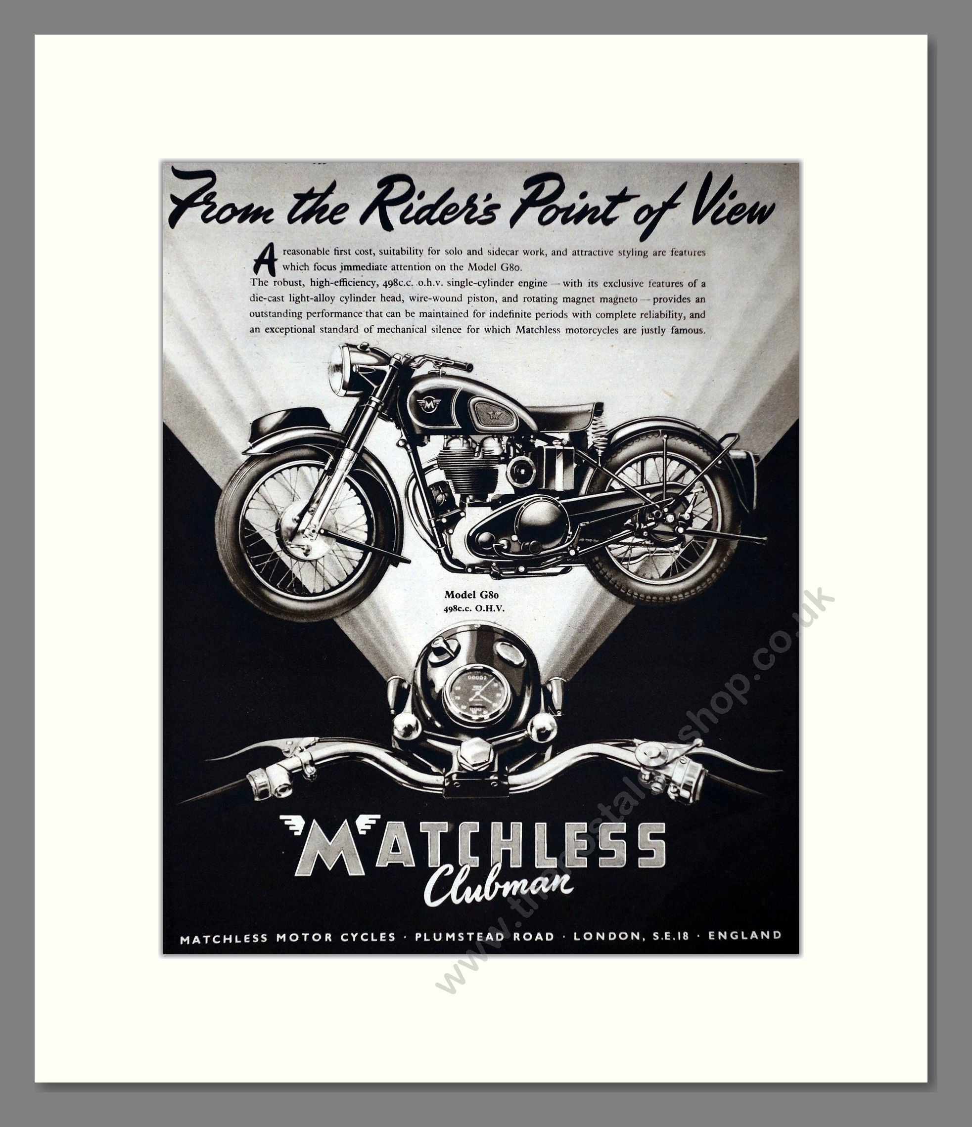 Matchless - Clubman G80. Vintage Advert 1955 (ref AD67299) – The ...