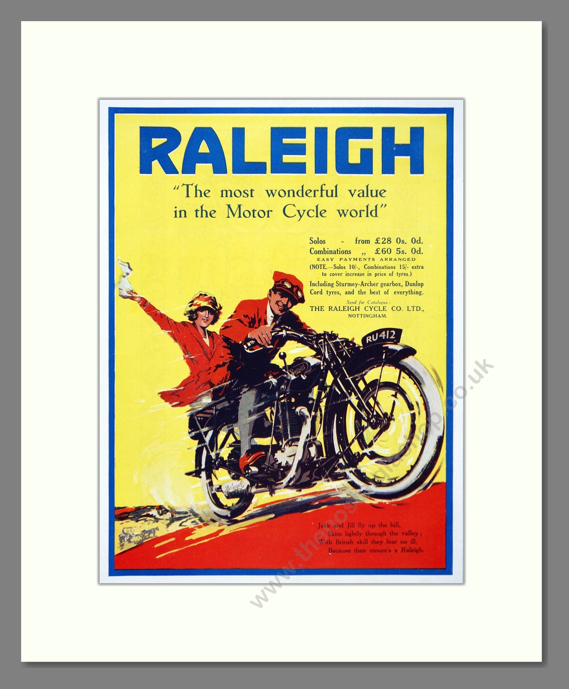 Raleigh - Motor Cycle. Vintage Advert 1926 (ref AD67387) – The ...