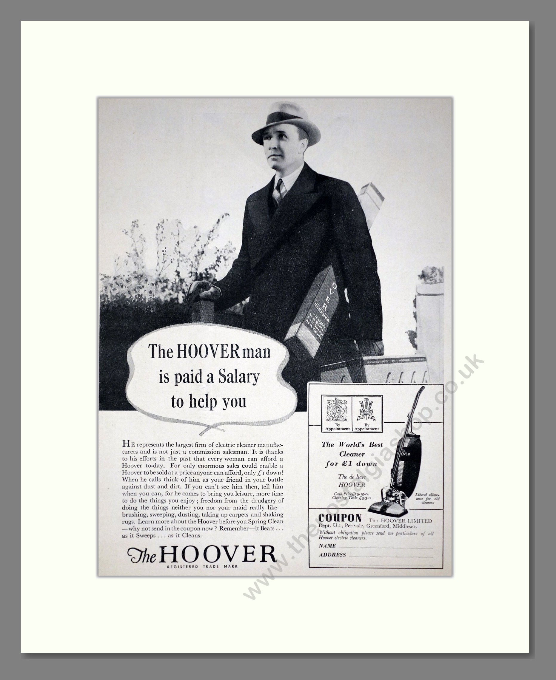 Hoover - The Hoover Man. Vintage Advert 1937 (ref AD67745) – The ...