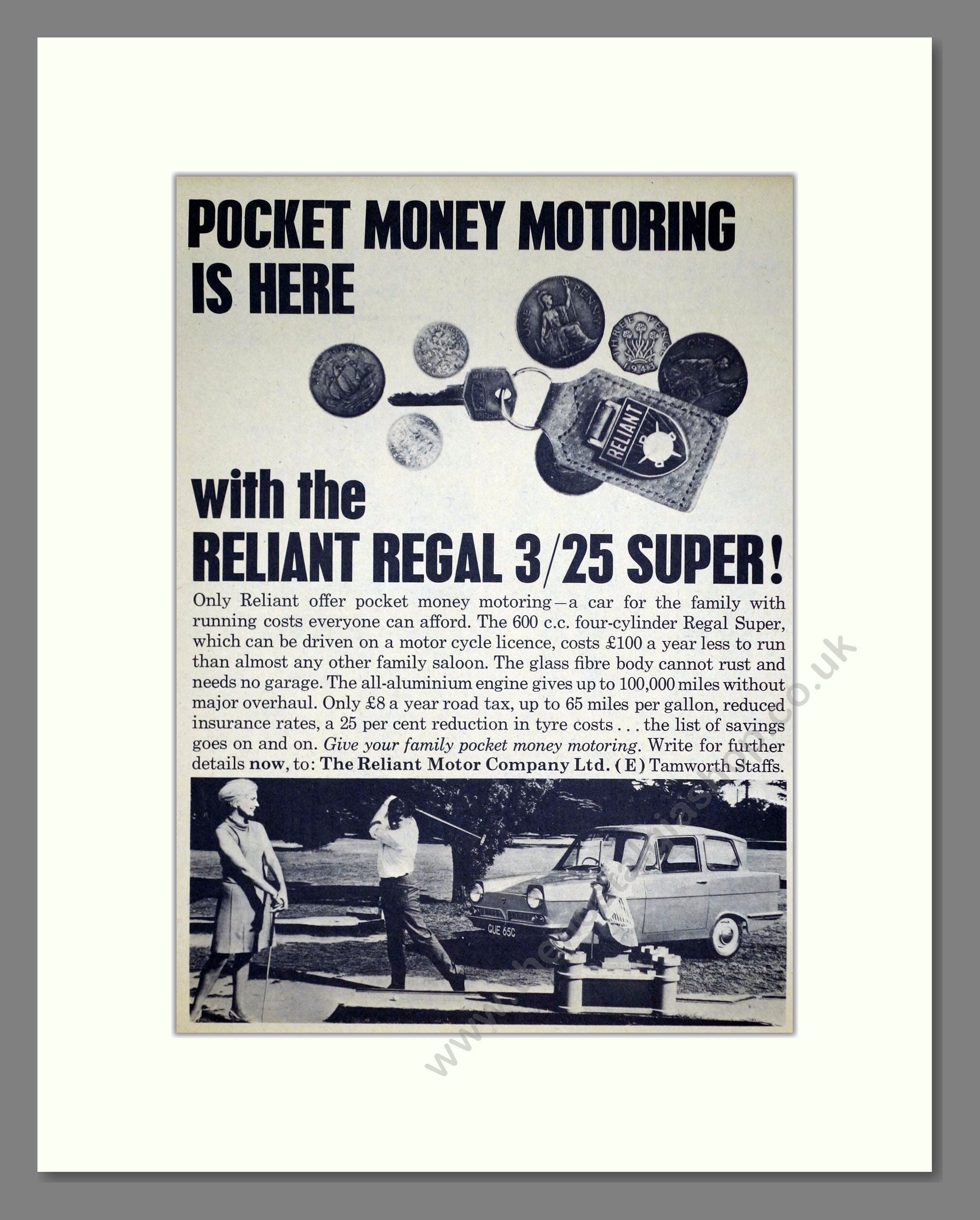 Reliant - Regal. Vintage Advert 1966 (ref AD67812) – The Nostalgia Shop