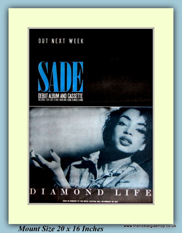 Sade Diamond Life. Debut Album Original Advert 1984 (ref AD9090) – The ...