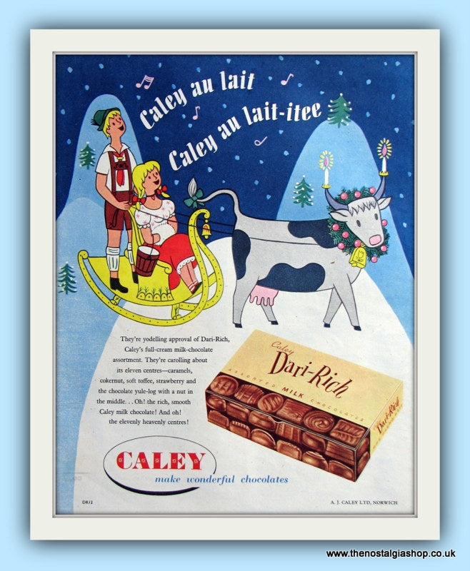 Caleys Chocolates. Original Advert 1954 (ref AD8034) – The Nostalgia Shop