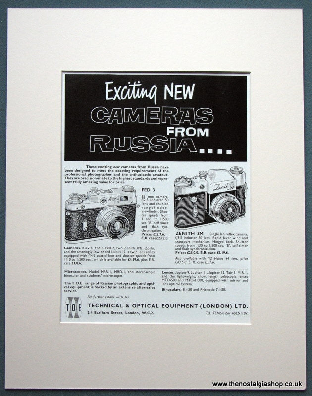 Russian Cameras Zenith & Fed 3 1963 Original Advert (ref AD1036) – The ...