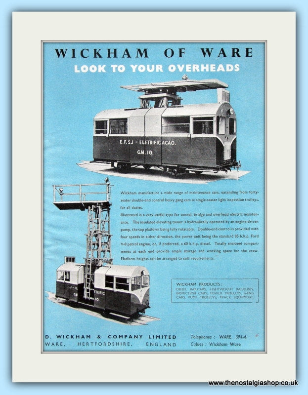 Wickham Of Ware Overhead Electrical Maintenance Original Advert 1955 ...