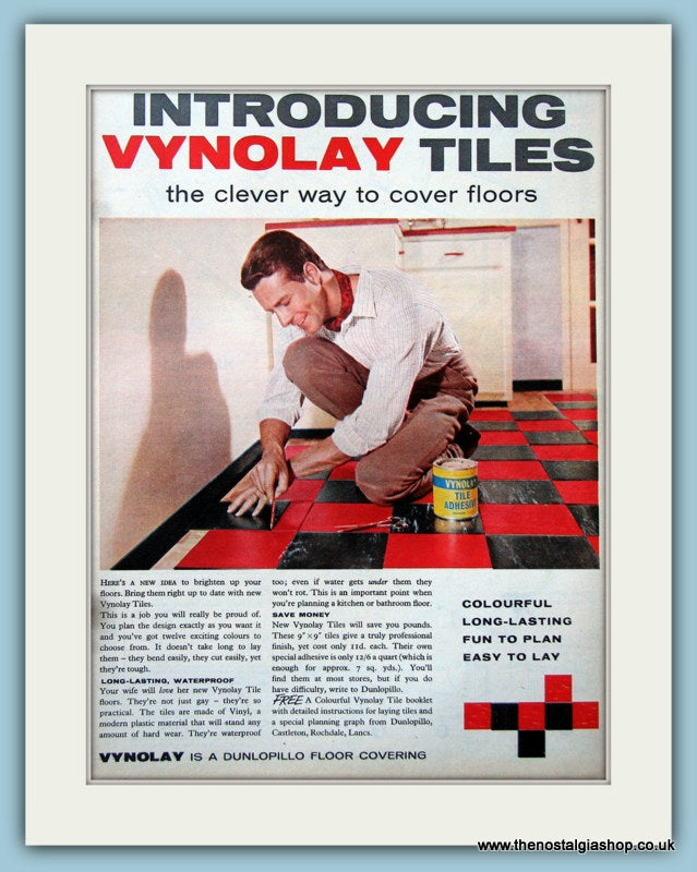 Vynolay Floor Tiles Original Advert 1960 (ref AD4687) – The Nostalgia Shop