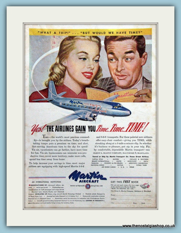 Martin Aircraft. Original Advert 1947 (ref AD4234) – The Nostalgia Shop