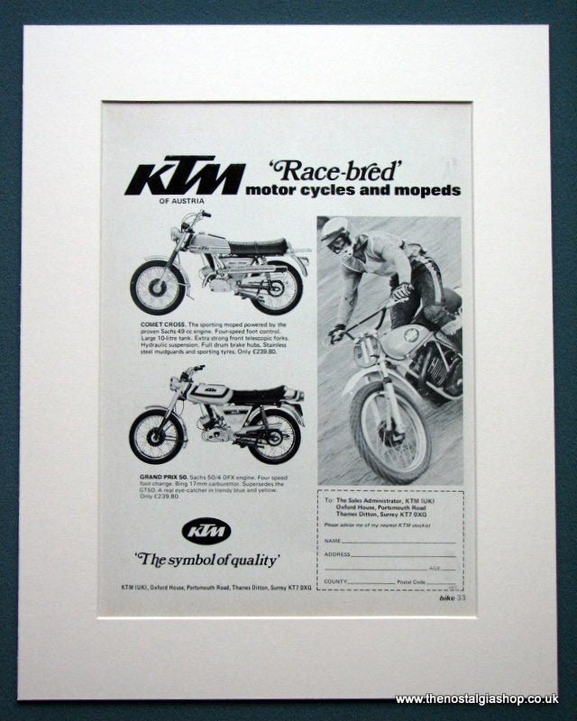 KTM Motorcycles. Original advert 1974 (ref AD1281) – The Nostalgia Shop