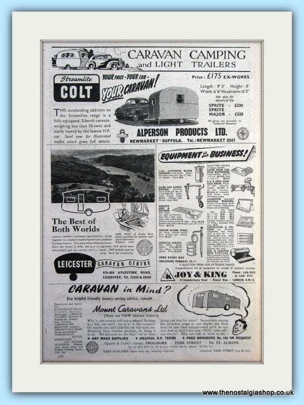 Streamlite Colt Caravans, Joy & king Equipment , Mount Caravans Origin ...