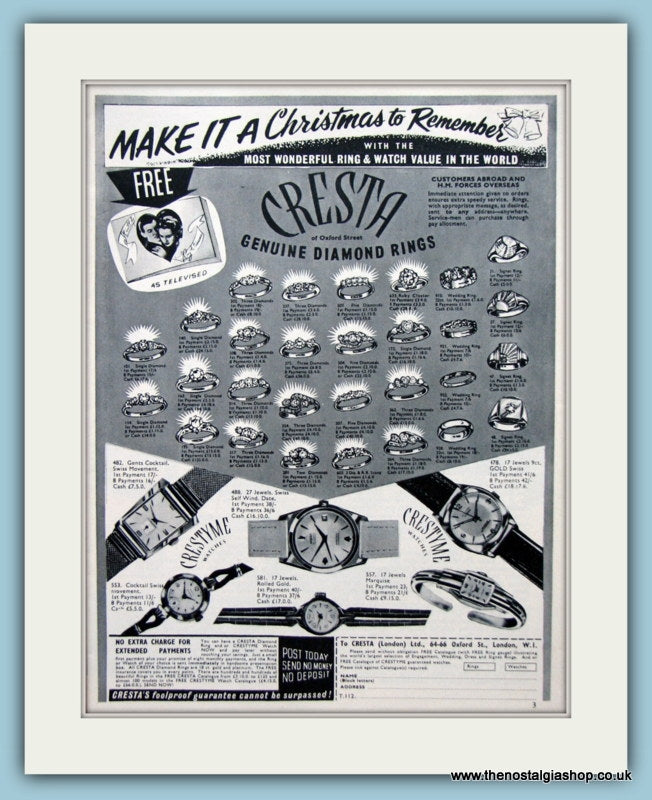 Cresta Diamond Rings Set Of 2 Original Adverts 1963 & 1967 (ref AD6188 ...