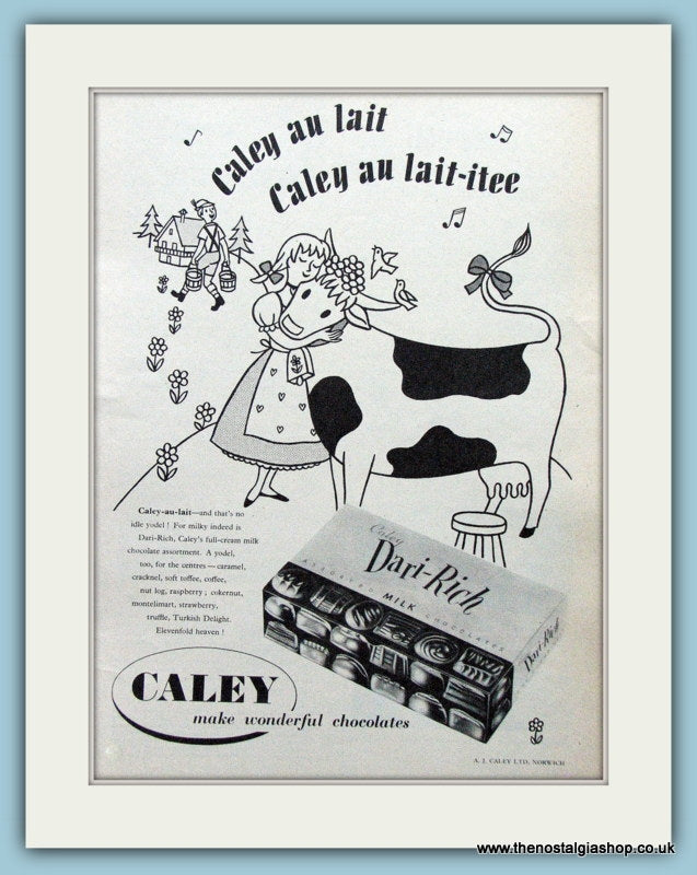Caley Chocolates Original Advert 1955 (ref AD4725) – The Nostalgia Shop