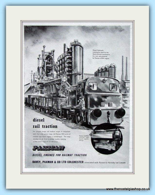 Paxman Diesel Rail Traction Original Advert 1955 (ref AD6489) – The ...