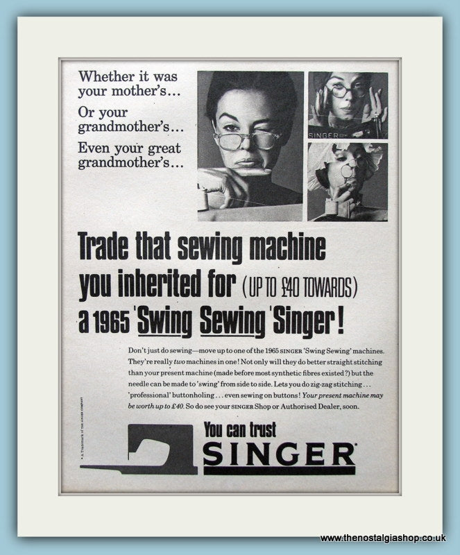 Singer Sewing Machine Original Advert 1965 (ref AD3917) – The Nostalgia ...