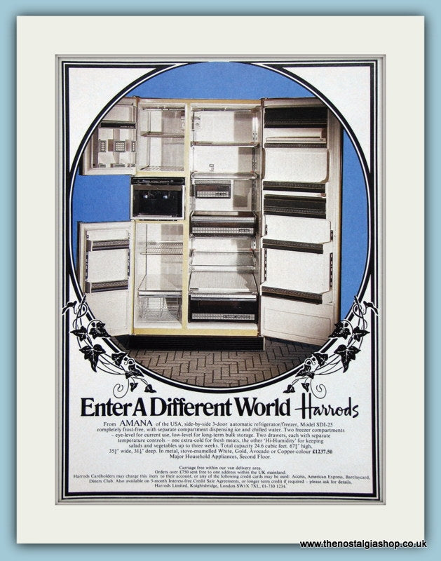 Harrods, Amana Fridge Freezer. Original Advert 1979 (ref AD2575) – The ...
