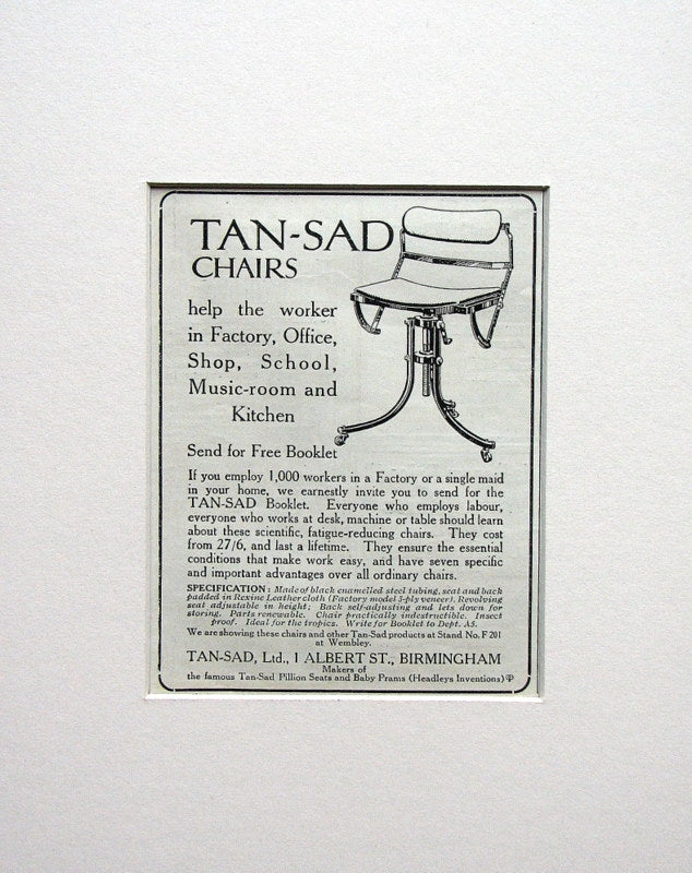Tan-Sad Chairs Original Advert 1924 (ref AD1510) – The Nostalgia Shop