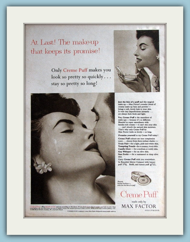 Max Factor Creme Puff Original Advert 1954 (ref AD3714) – The Nostalgia ...