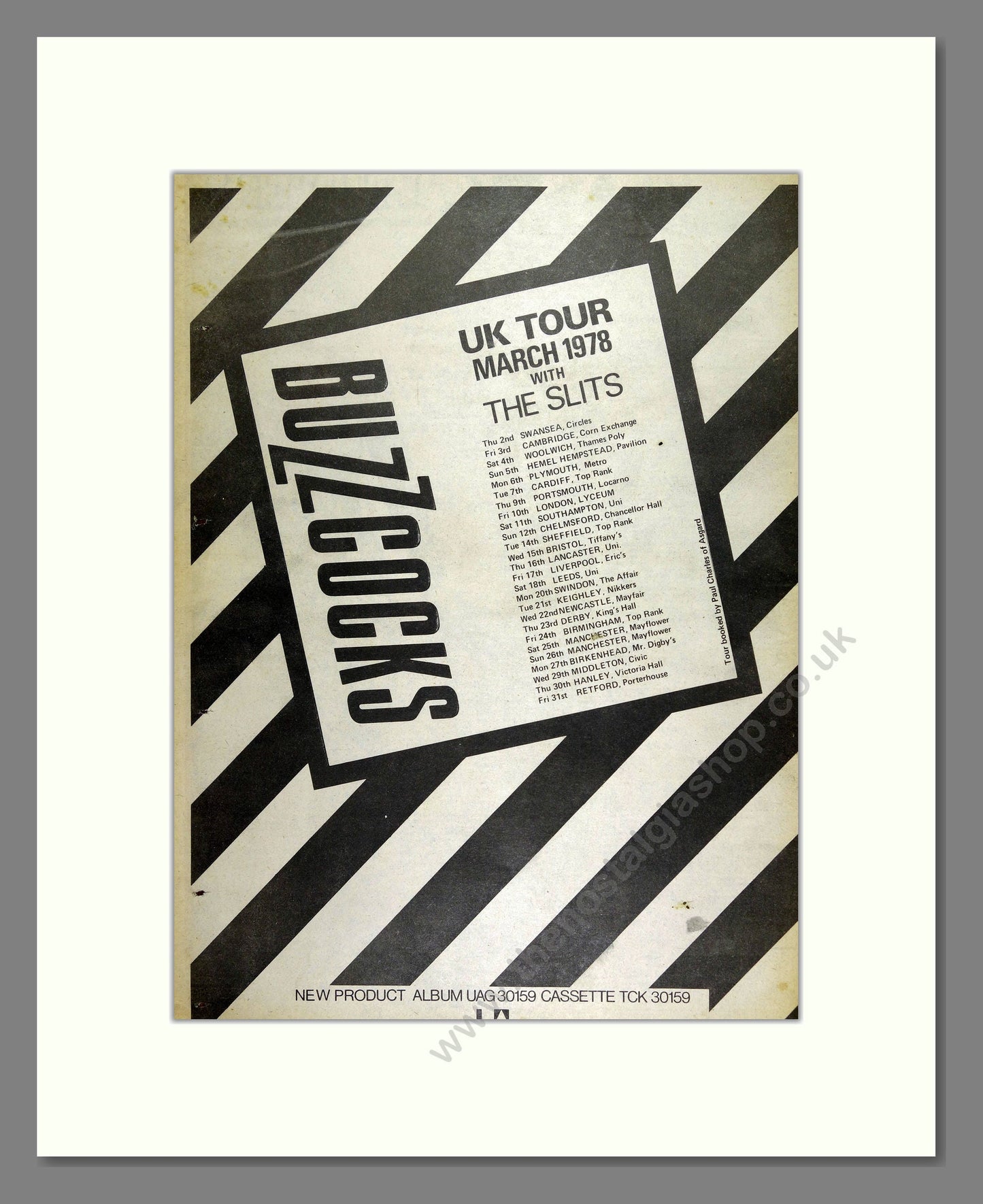 Buzzcocks - UK Tour with The Slits. Vintage Advert 1978 (ref AD16086 ...