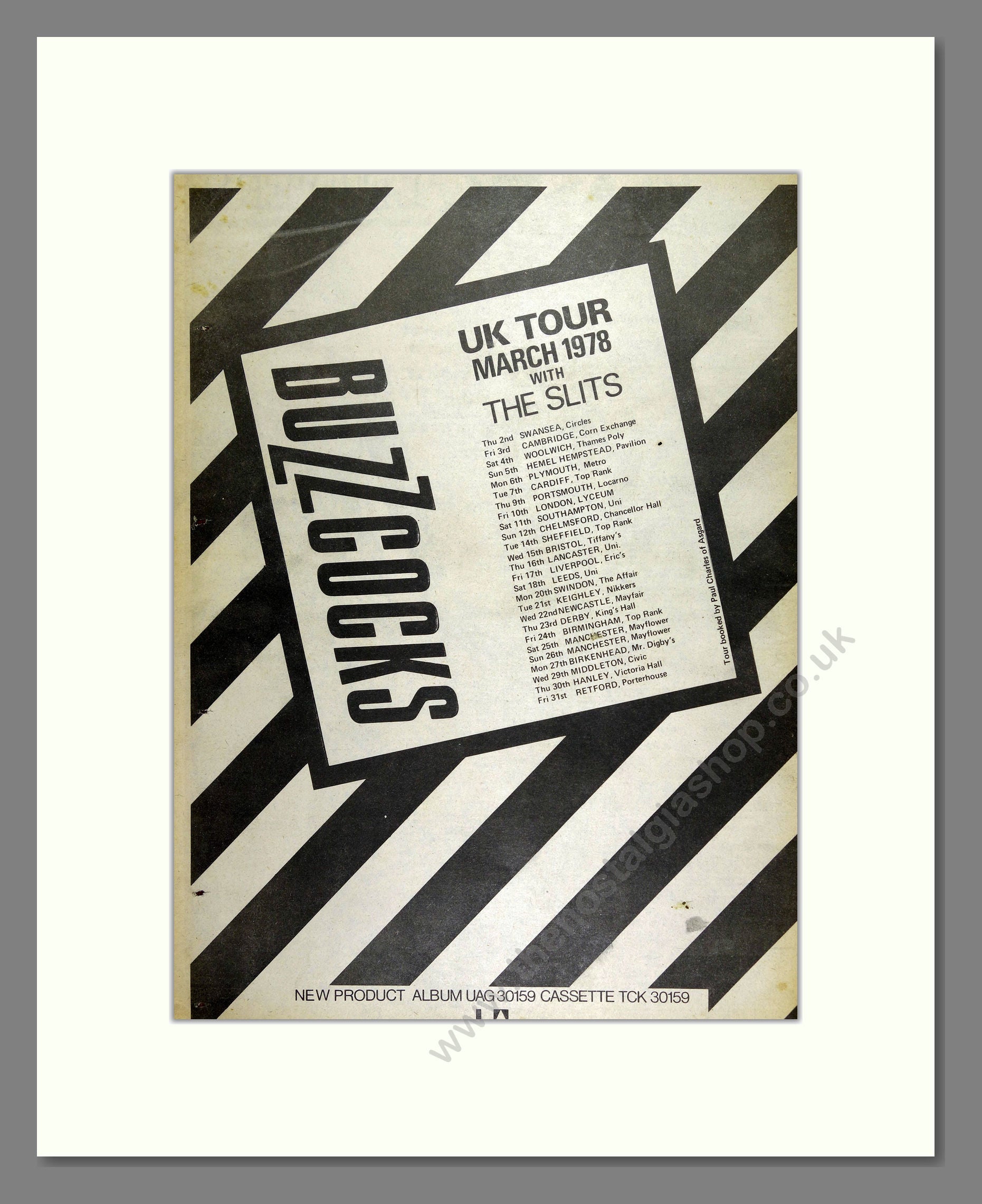 Buzzcocks - UK Tour with The Slits. Vintage Advert 1978 (ref AD16086 ...