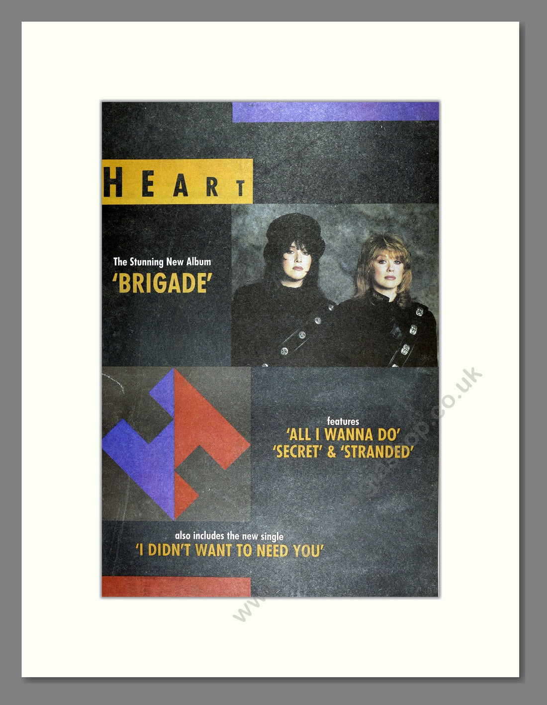 Heart - Brigade. Vintage Advert 1990 (ref AD16428) – The Nostalgia Shop