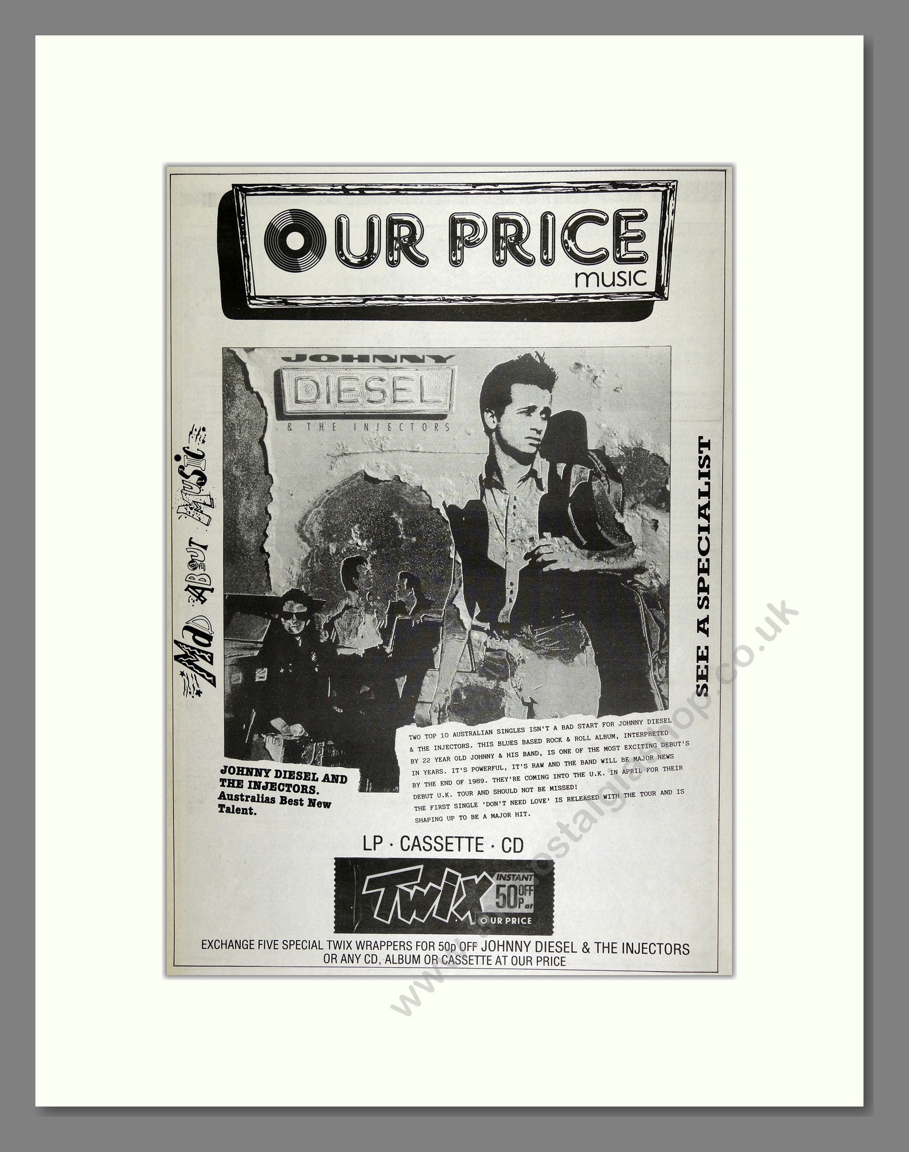 Johnny Diesel and The Injectors - Debut Album. Vintage Advert 1989 (re ...