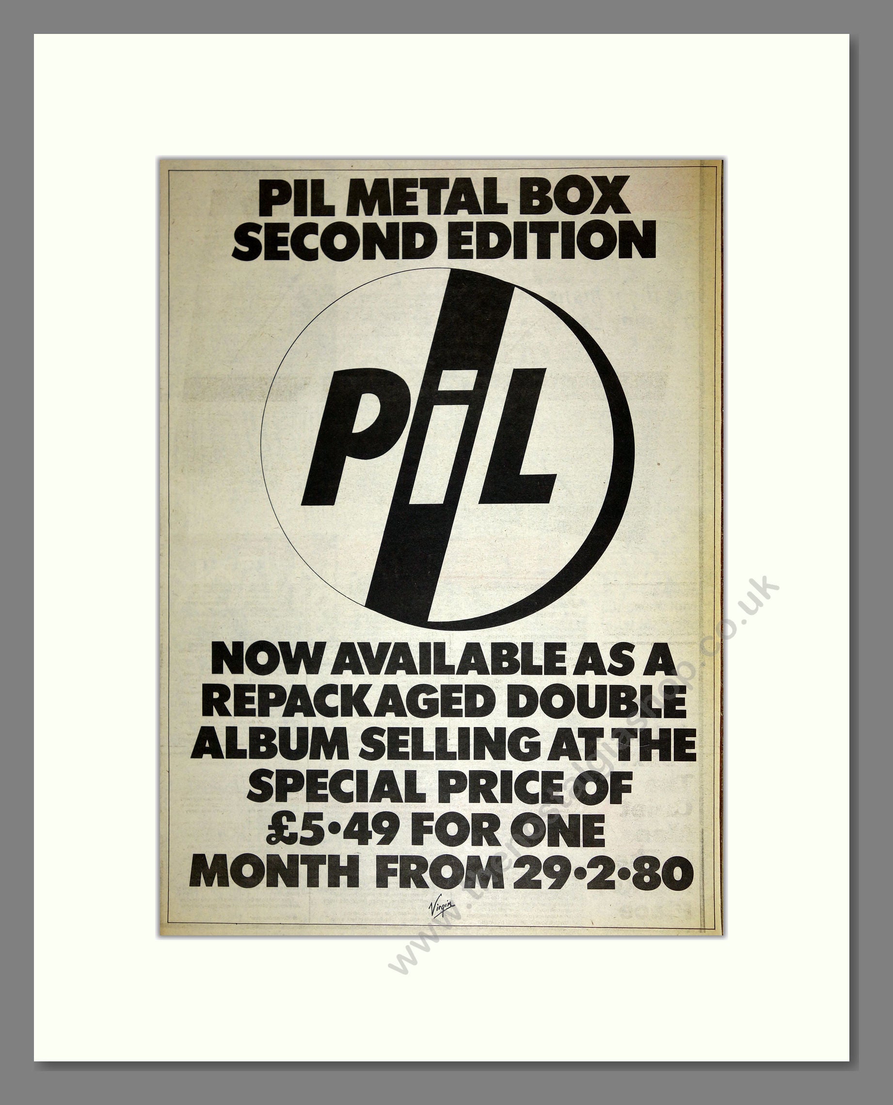 Public Image Limited (PIL) - Metal Box Second Edition. Vintage Advert ...