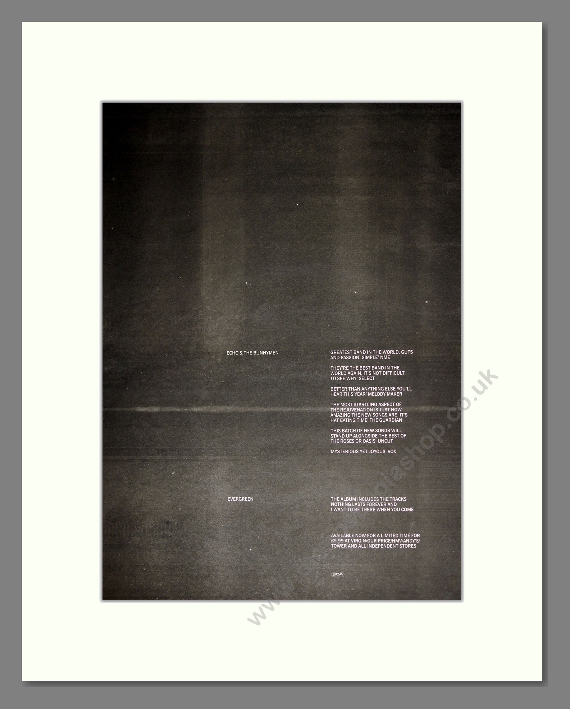Echo and The Bunnymen - Evergreen. Vintage Advert 1997 (ref AD16787 ...