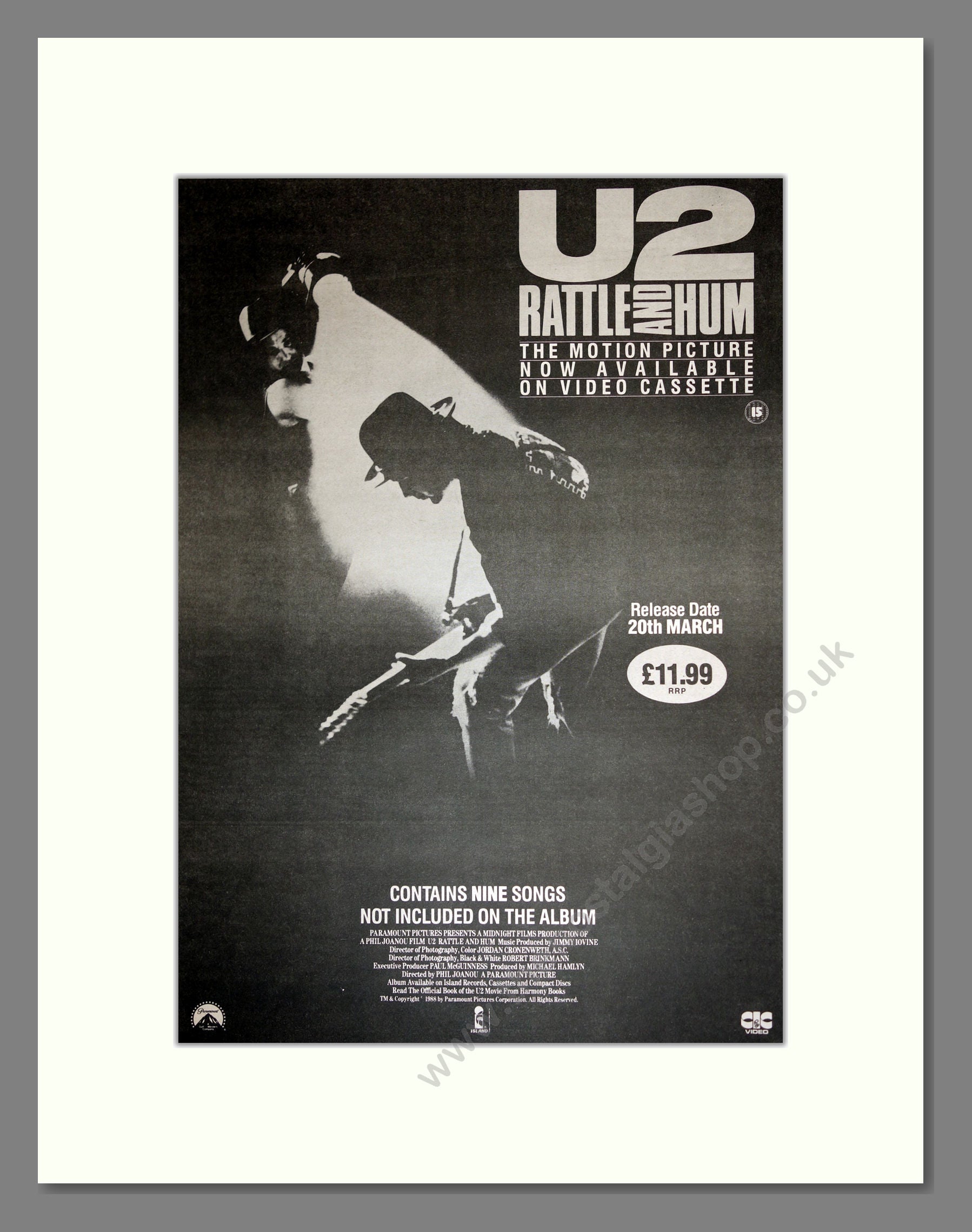 U2 - Rattle and Hum. Vintage Advert 1989 (ref AD16826) – The Nostalgia Shop