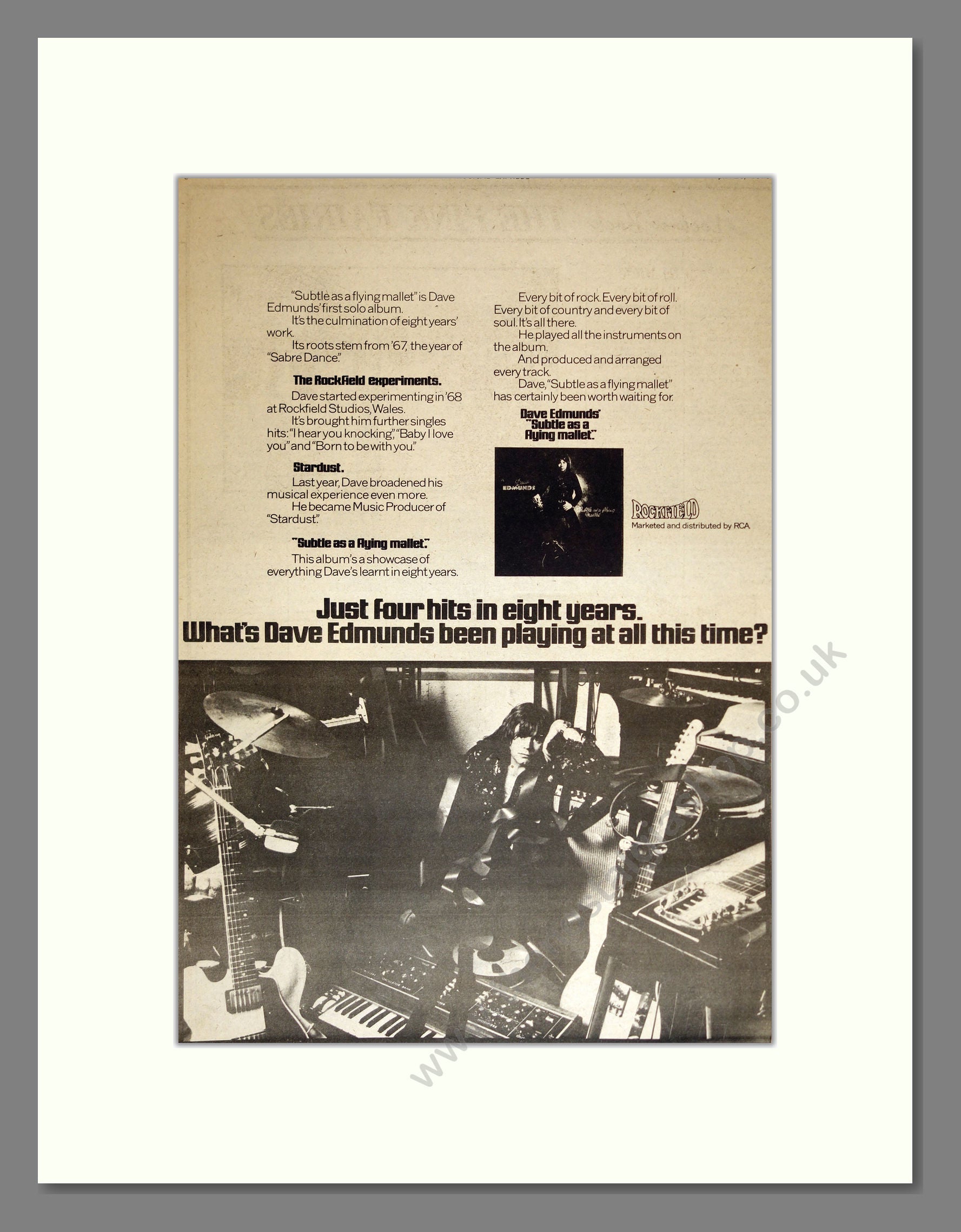 Dave Edmunds - Subtle As A Flying Mallet. Vintage Advert 1975 (ref AD1 – The Nostalgia Shop