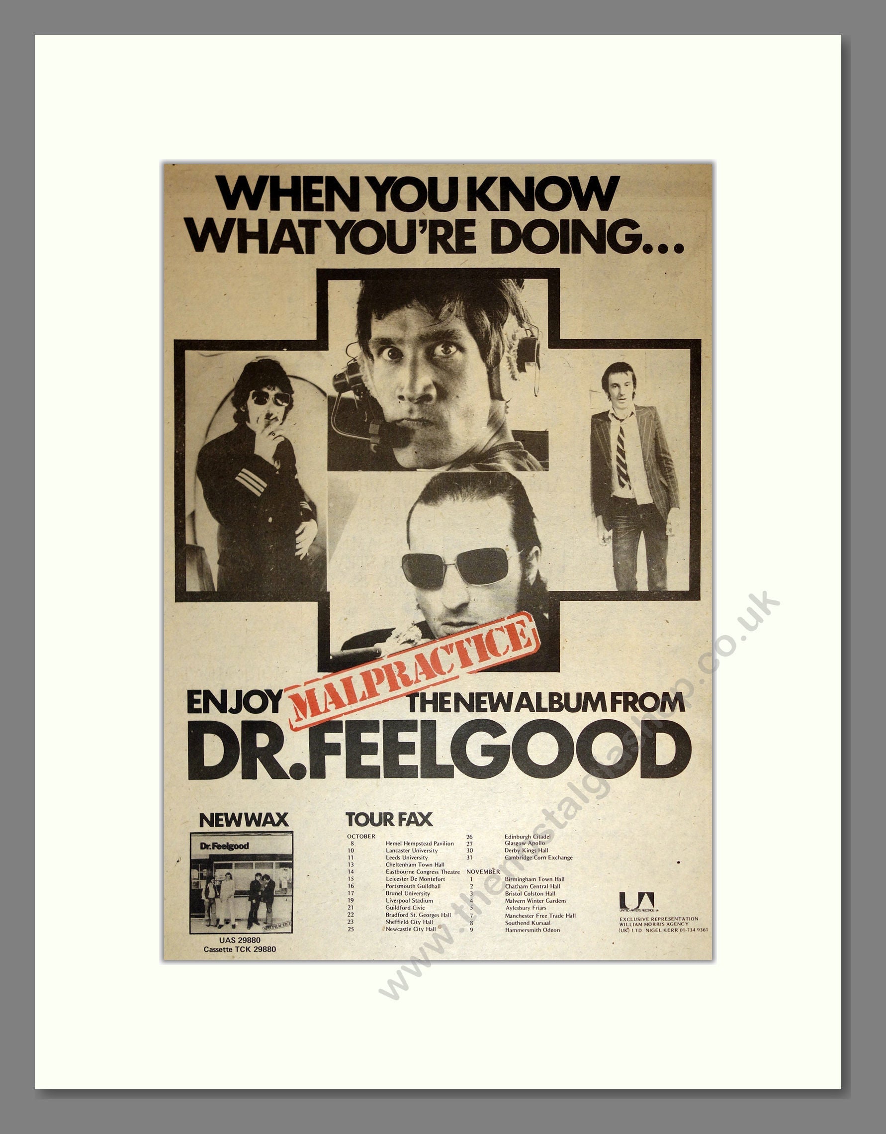 Dr Feelgood - Malpractice (UK Tour). Vintage Advert 1975 (ref AD17094) – The Nostalgia Shop