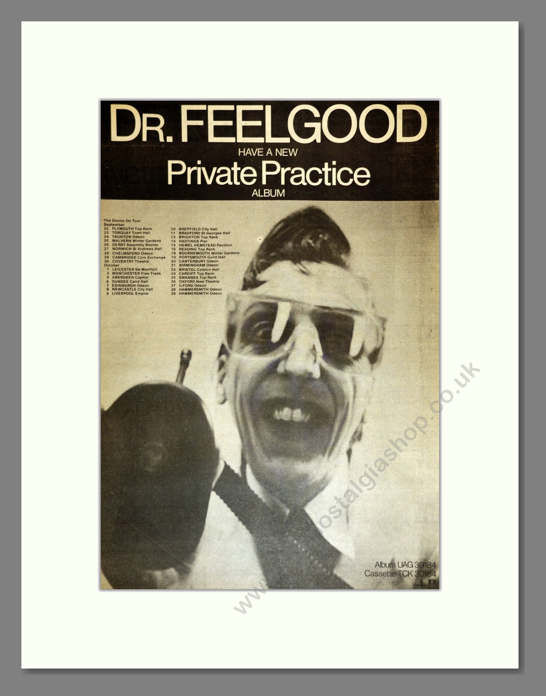 Dr Feelgood - Private Practice (UK Tour). Vintage Advert 1978 (ref AD1 – The Nostalgia Shop