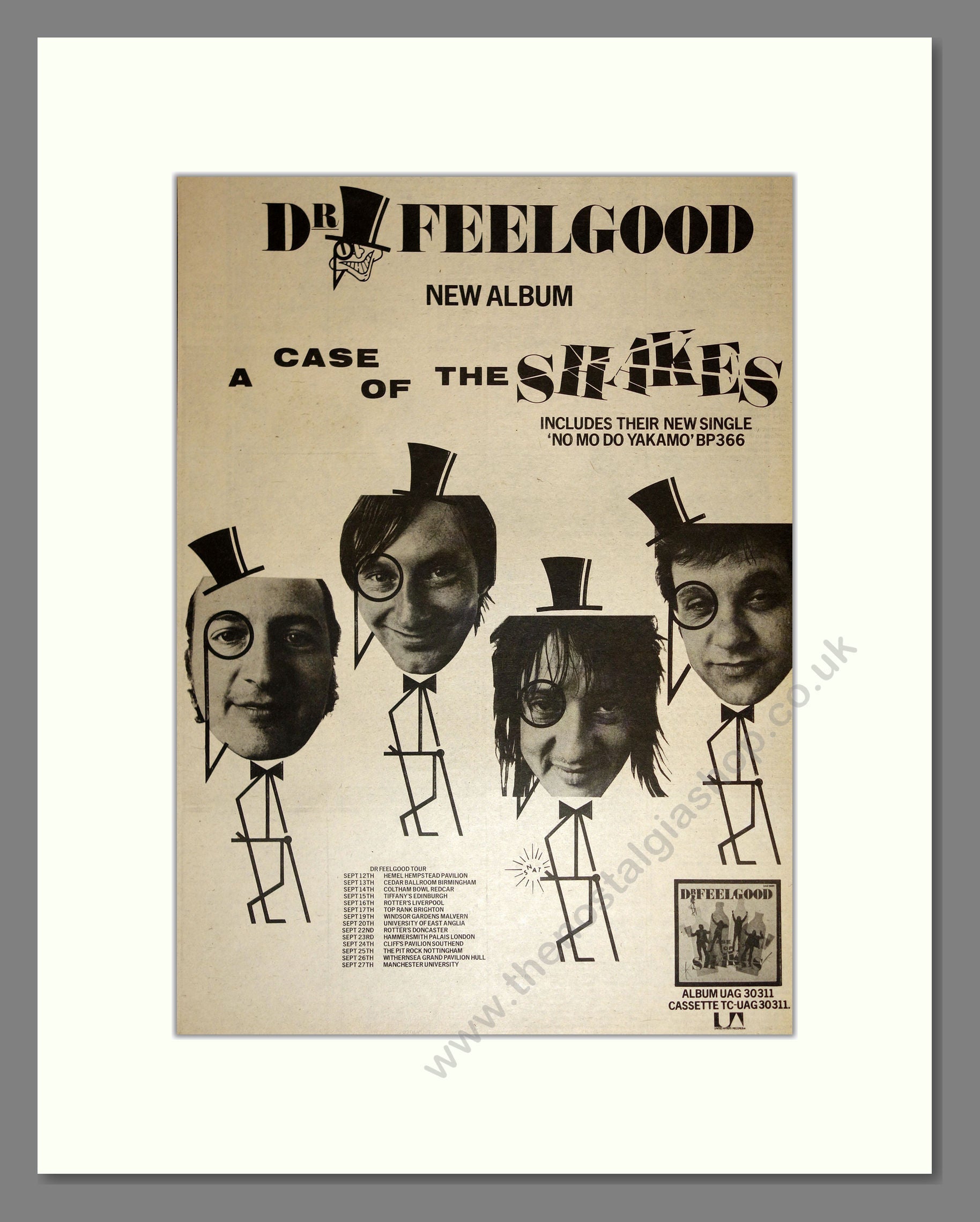 Dr Feelgood - A Case Of The Shakes (UK Tour). Vintage Advert 1980 (ref – The Nostalgia Shop