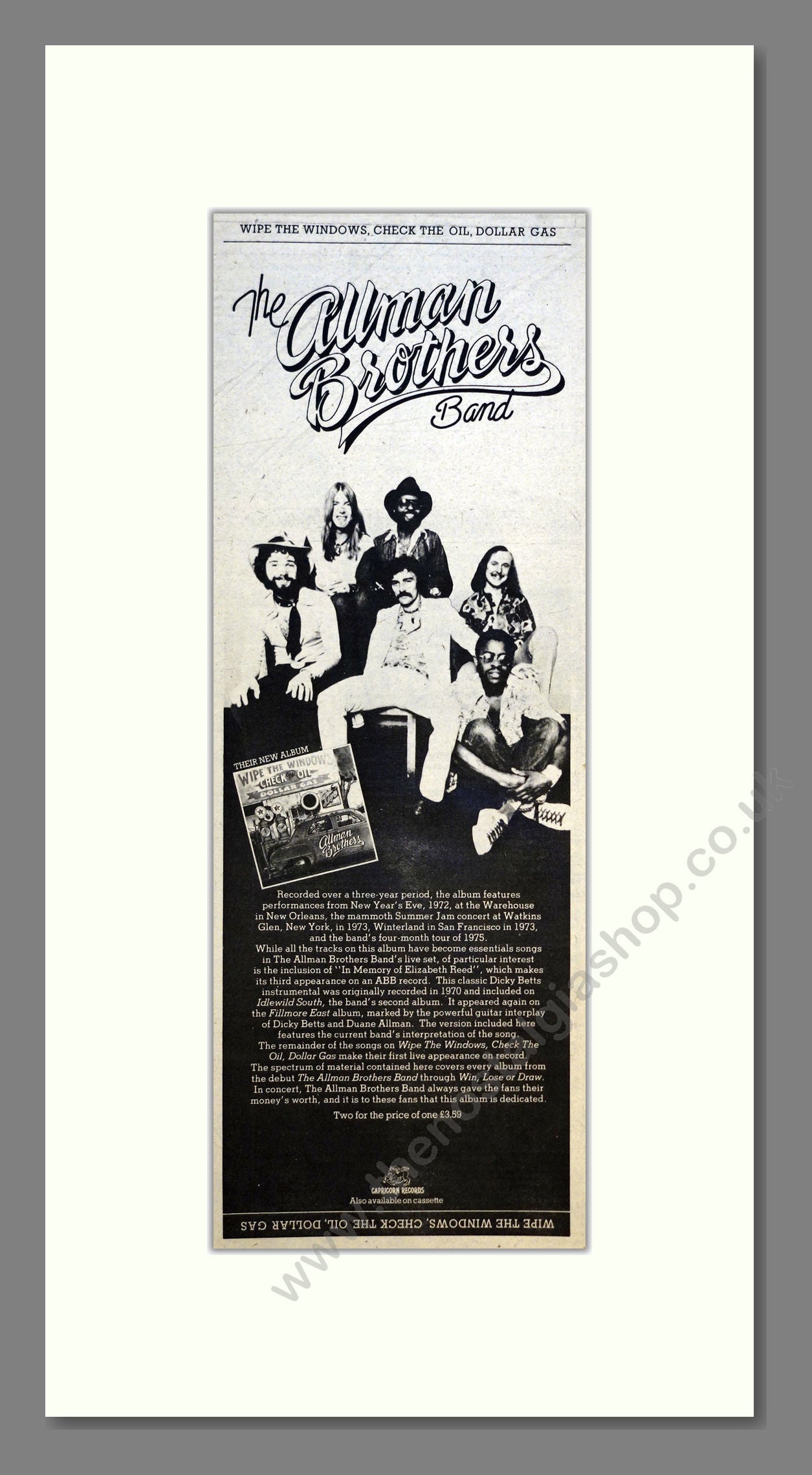 Allman Brothers Band (The) - Wipe The Windows Check The Oil. Vintage A ...