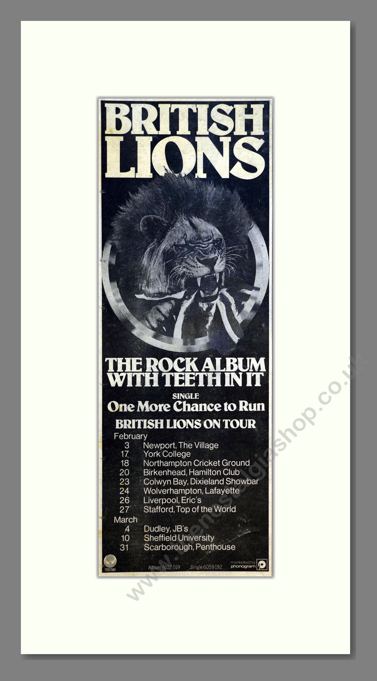 British Lions - UK Tour. Vintage Advert 1978 (ref AD200912) – The ...