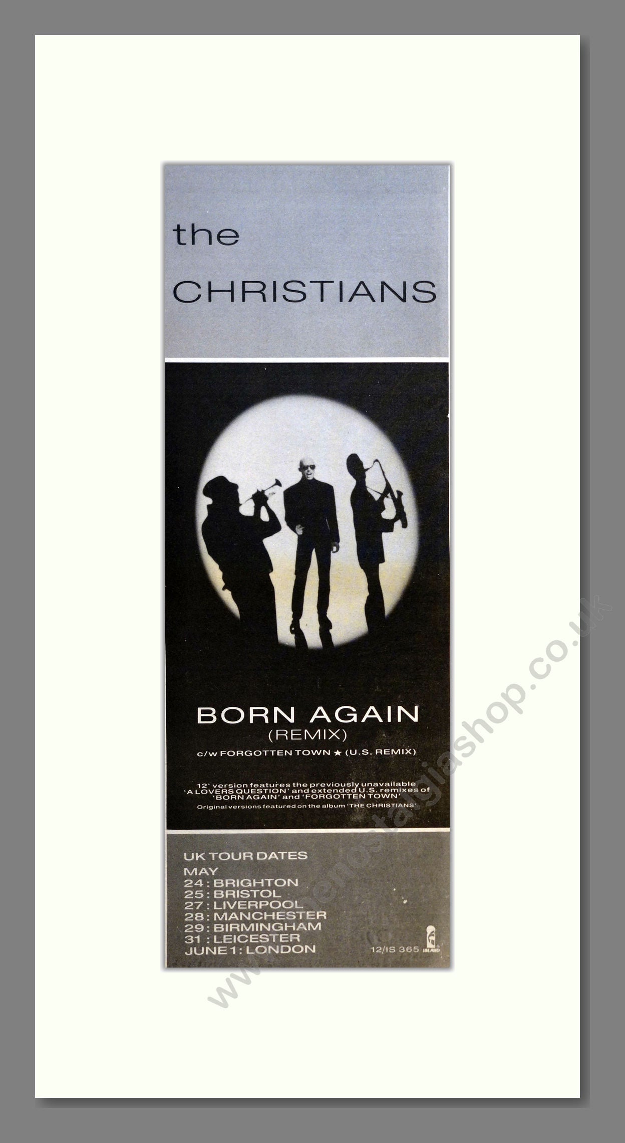 Christians (The) - Born Again (UK Tour). Vintage Advert 1988 (ref AD20 ...