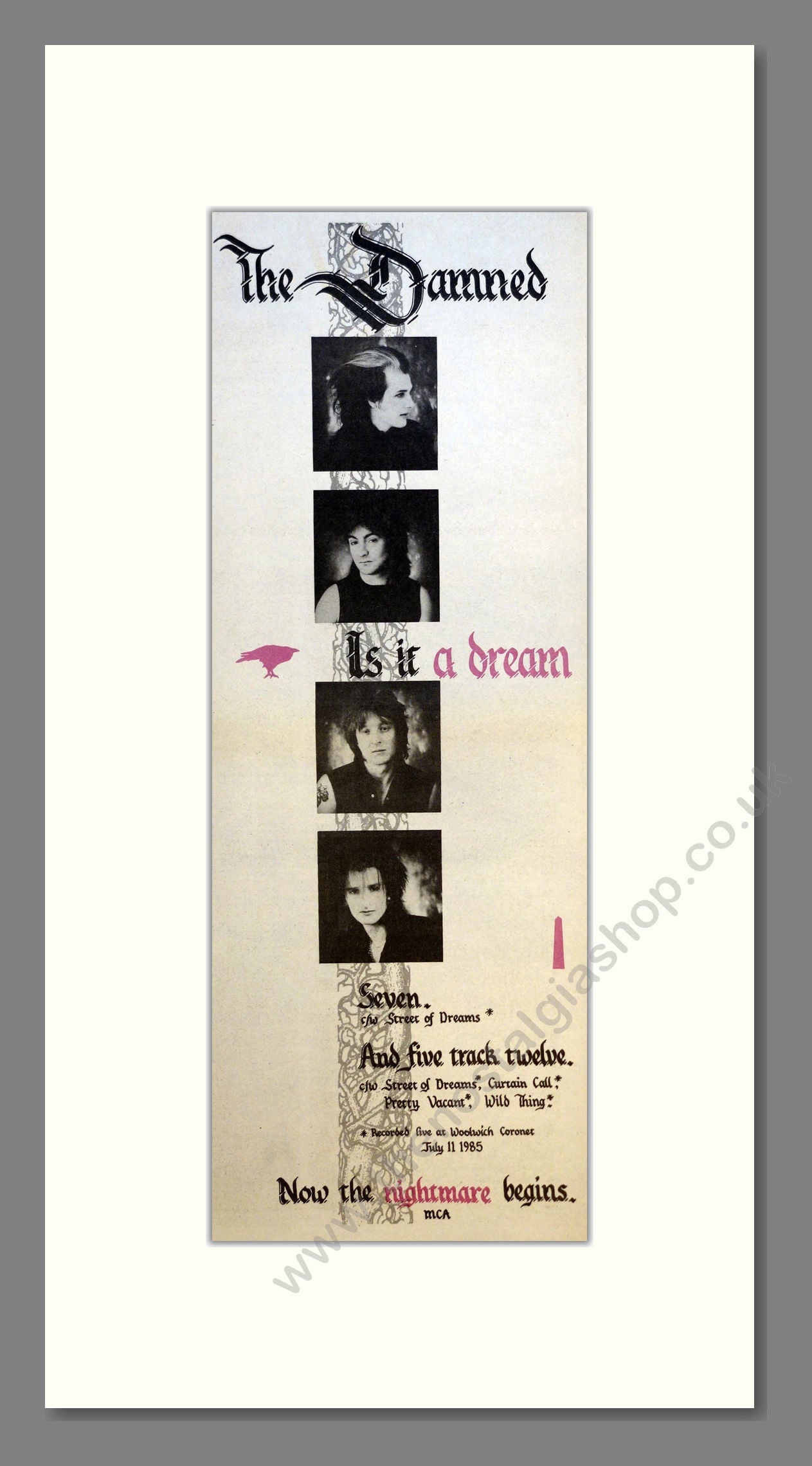 Damned (The) - Is It A Dream. Vintage Advert 1985 (ref AD201057) – The ...