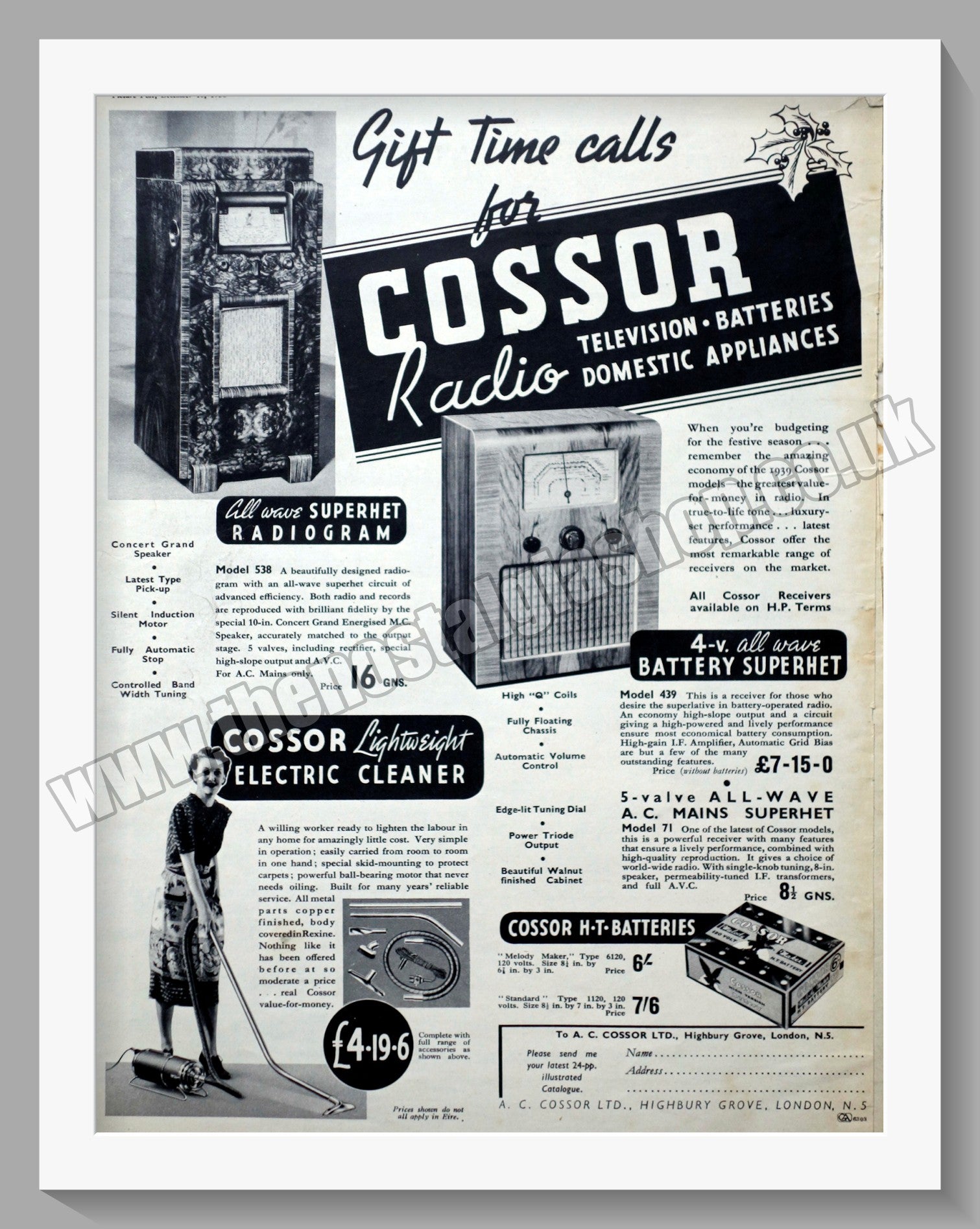 Cossor Radio & Domestic Appliances. Original Advert 1938 (ref AD300496 ...
