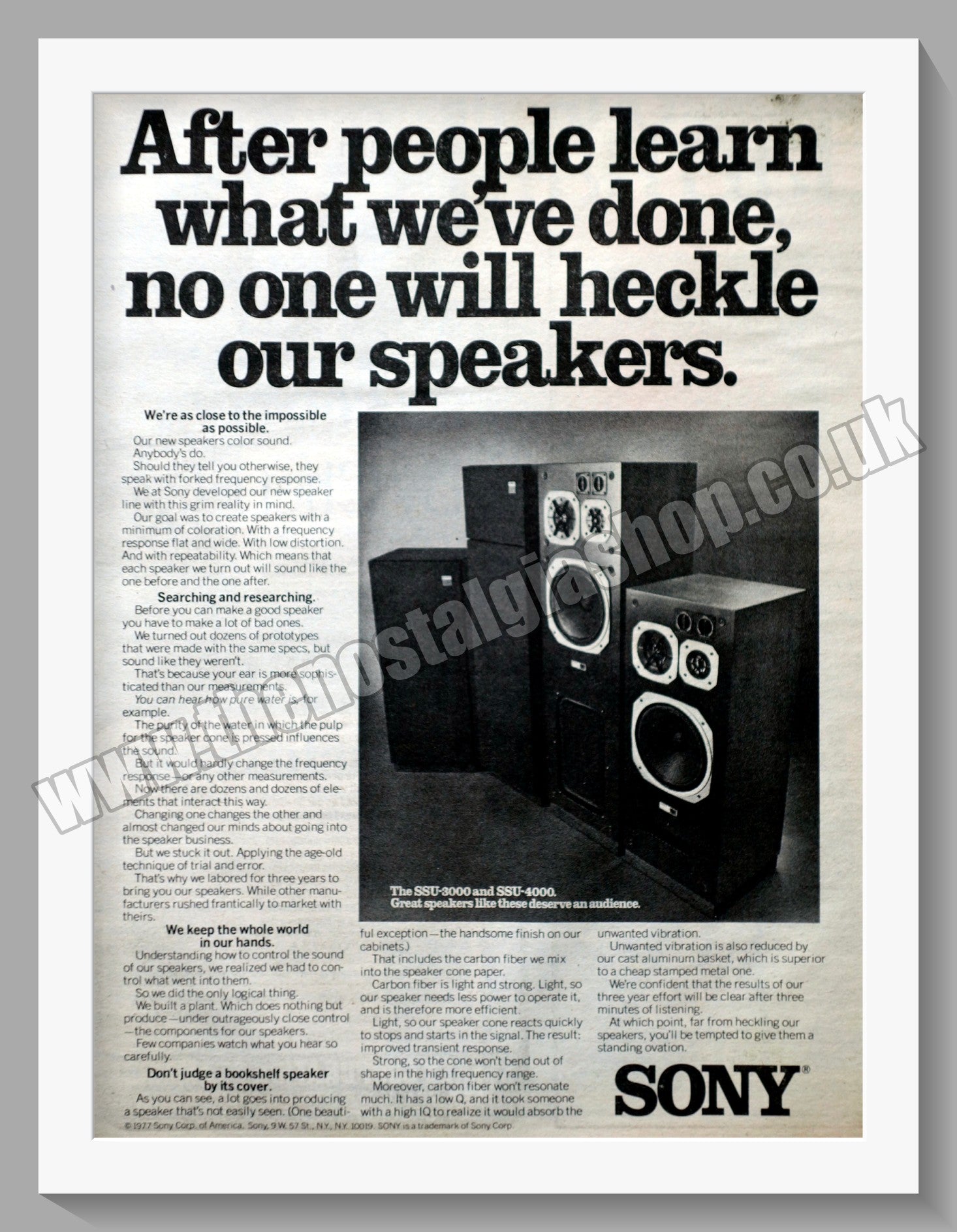 Sony SSU-3000 And SSU-4000 Speakers. Original Advert 1977 (ref AD30051 ...