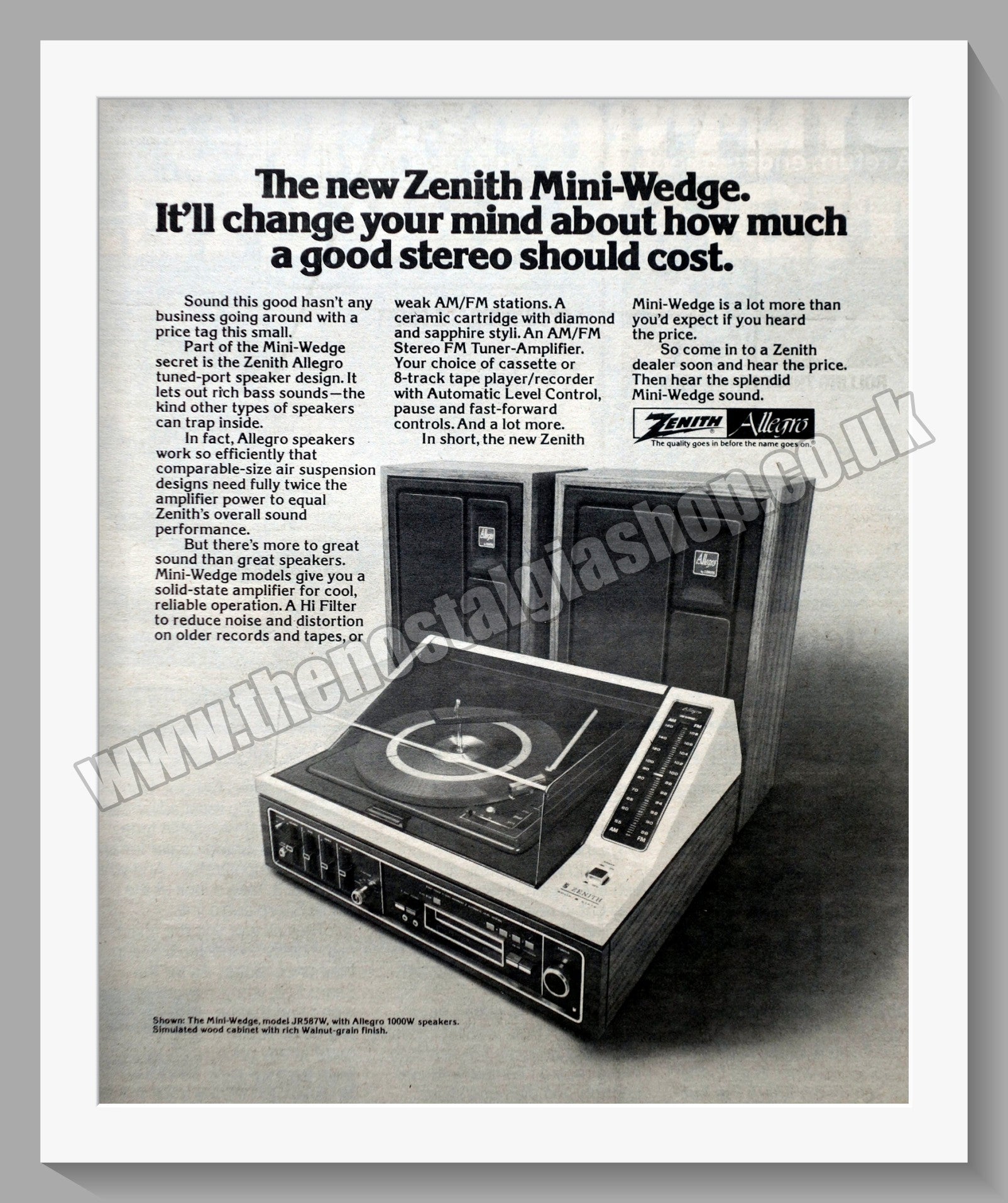 Zenith Allegro Mini Wedge Model JR587W. Original Advert 1977 (ref AD30 ...
