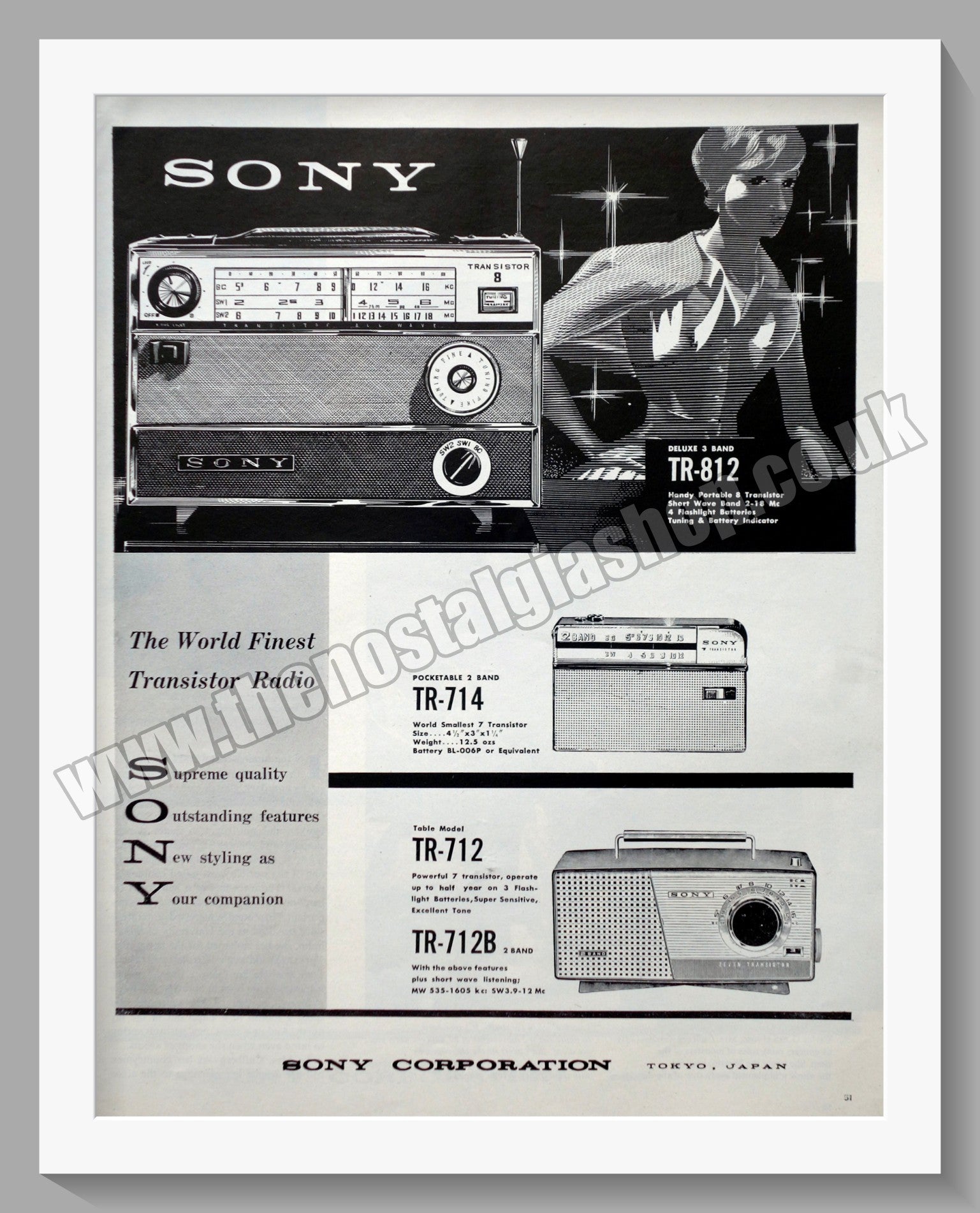 Sony Radio Range. Original Advert 1960 (ref AD300573) – The Nostalgia Shop