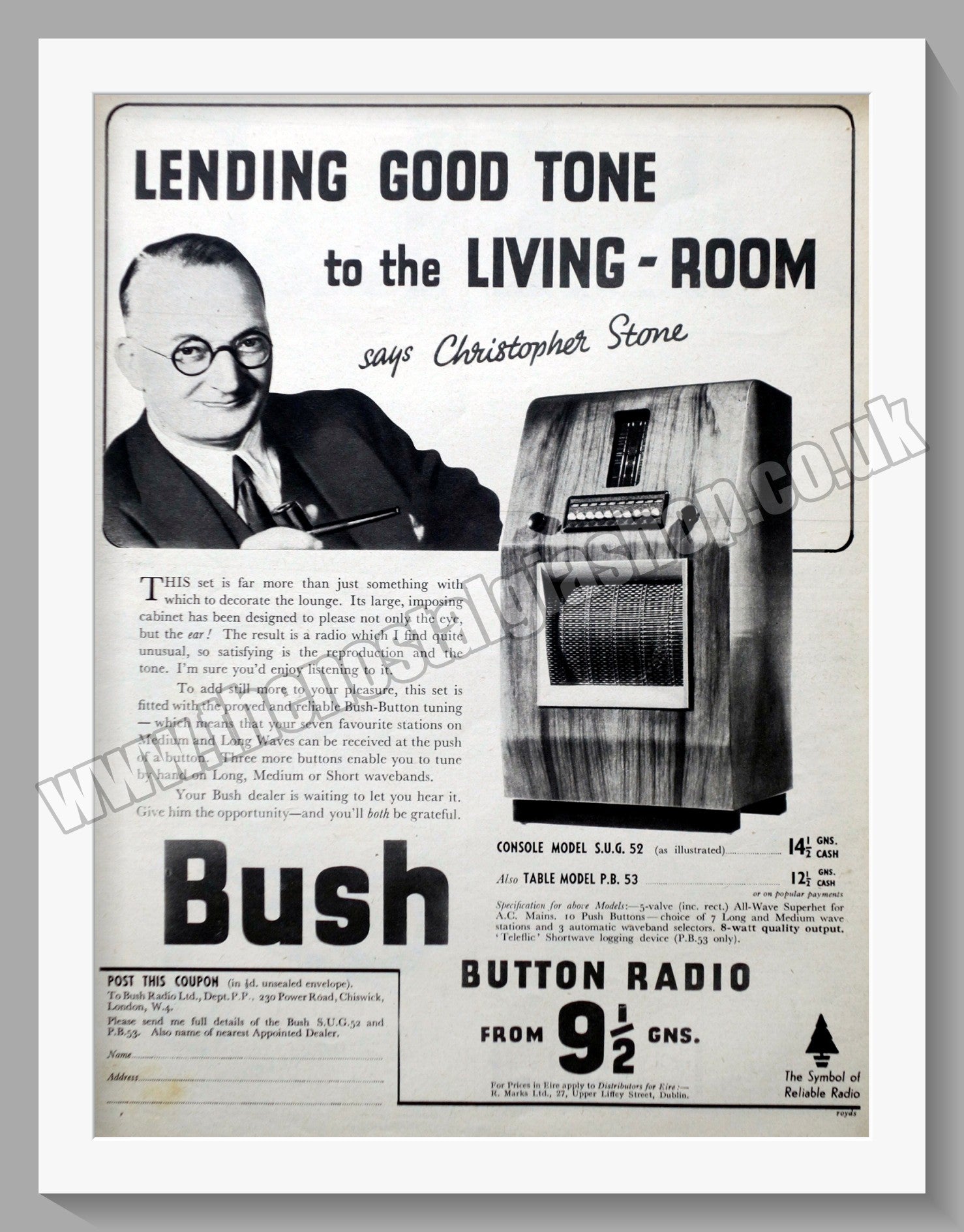 Bush Console Model S.U.G. 52. Original Advert 1939 (ref AD300596) – The ...