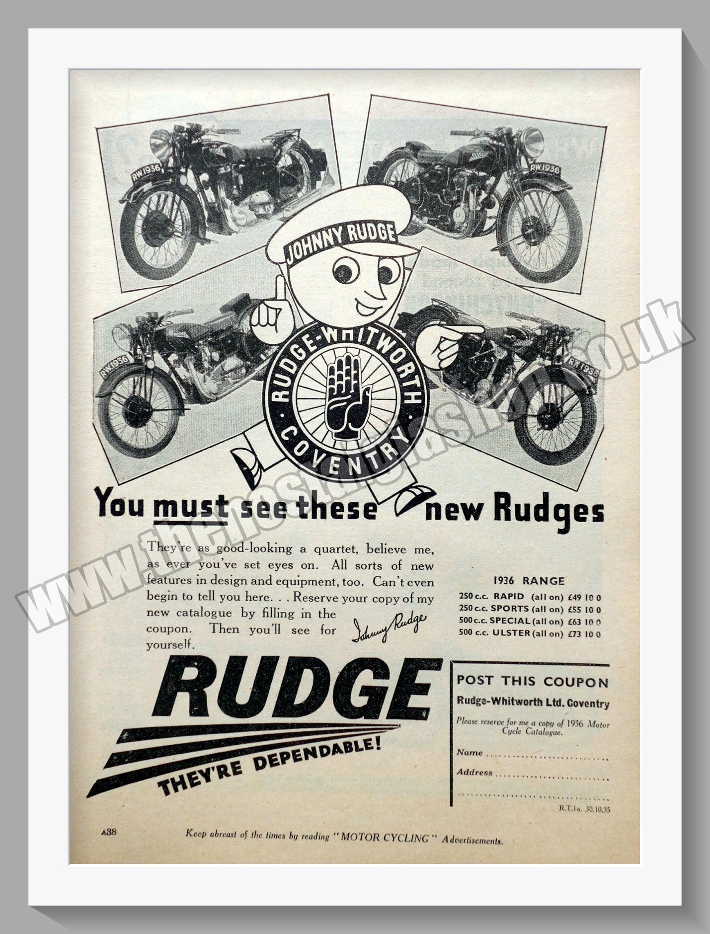 Rudge Motor Cycle Range. Original Advert 1935 (ref AD56666) – The ...