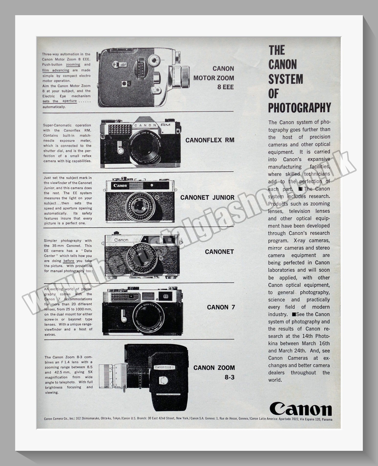 Canon Camera Range. Original Advert 1963 (ref AD300615) – The Nostalgia ...