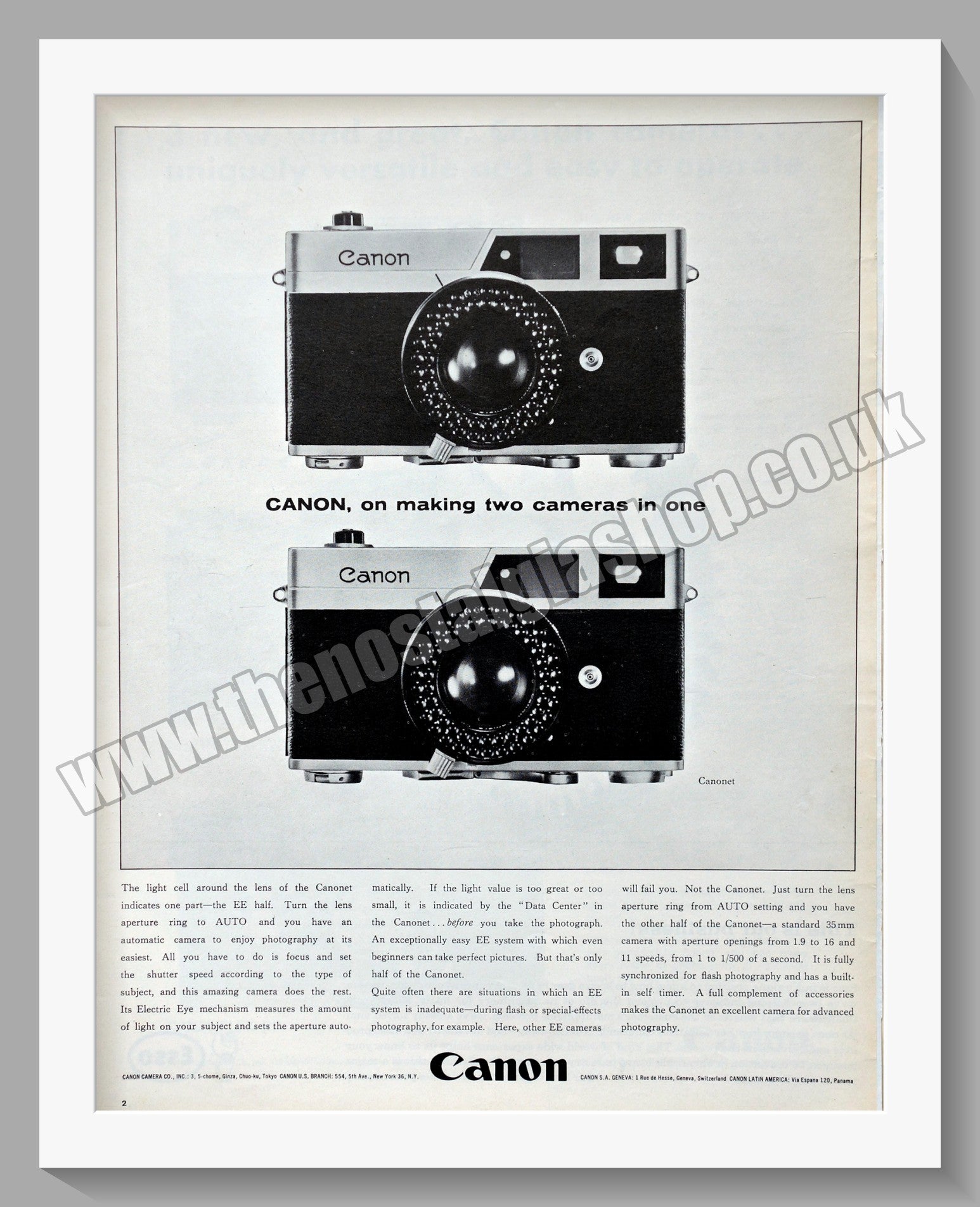 Canon Canonet Camera. Original Advert 1964 (ref AD300616) – The ...