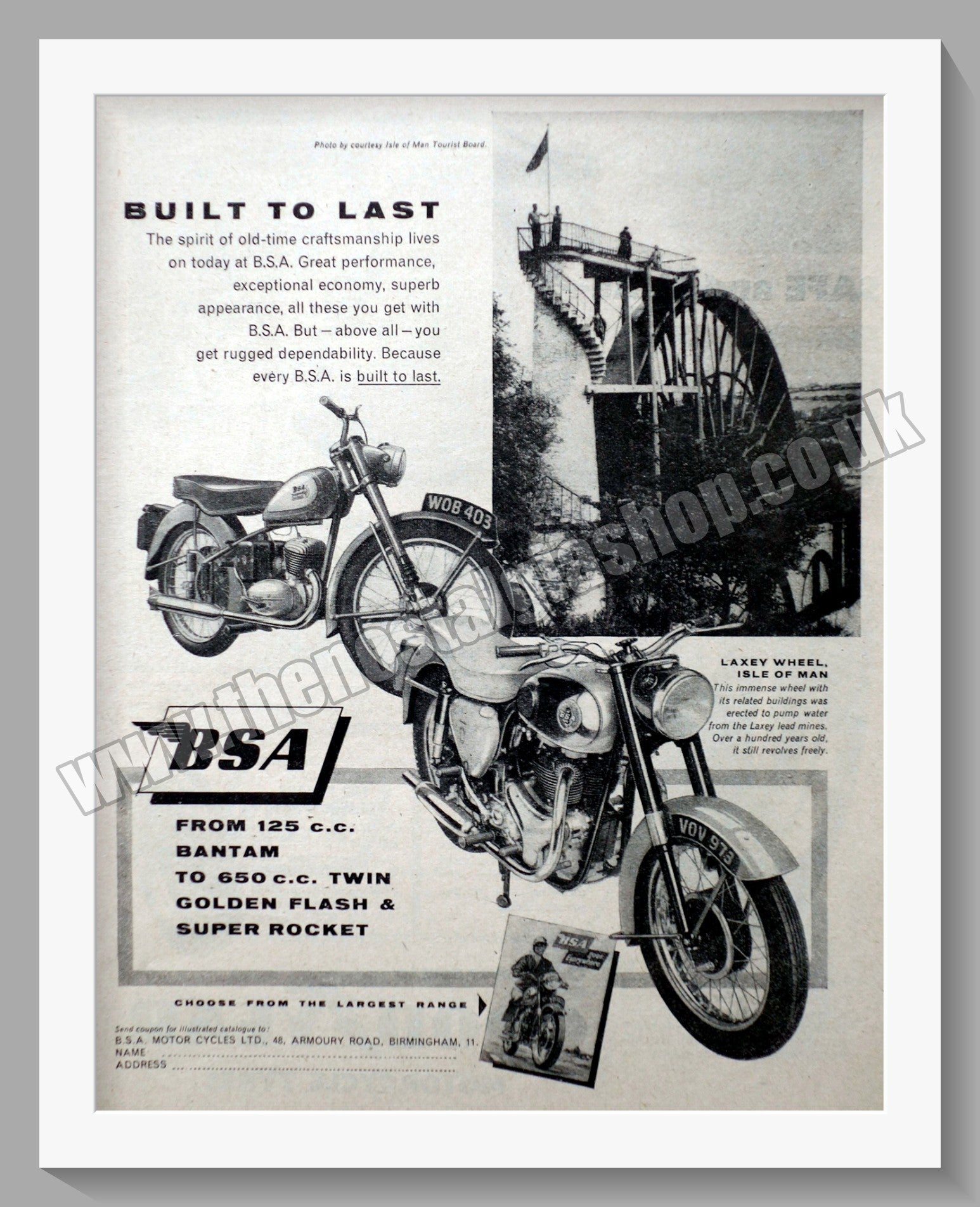 BSA Motorcycles. Built To Last. Original Advert 1958 (ref AD56893 ...