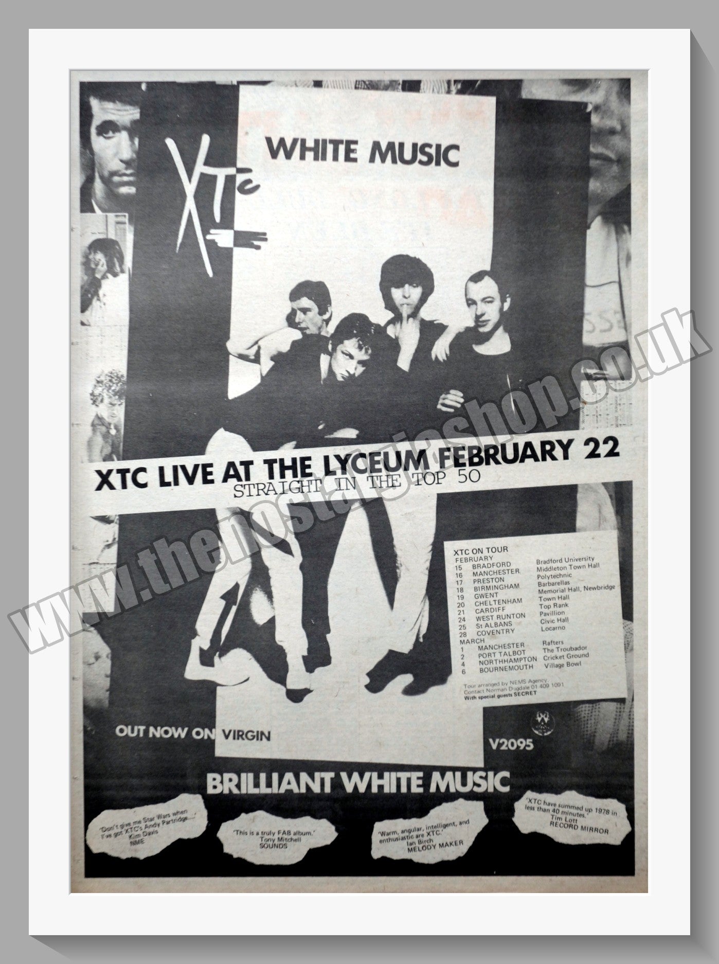 XTC White Music. UK Tour. Vintage Advert 1978 (ref AD14579) – The ...